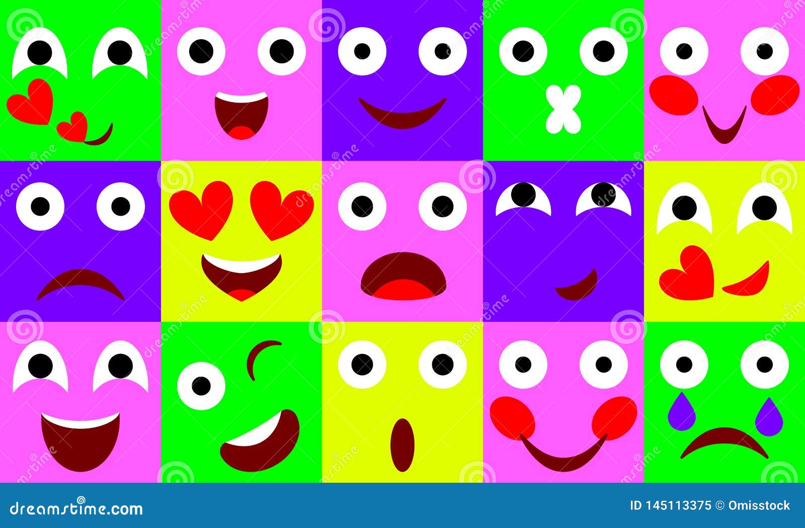 Vector Flat Emotions Icon Set Stock Vector - Illustration of design ...