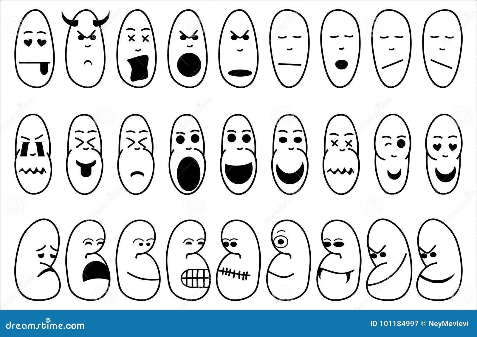 Funny emotion icons stock vector. Illustration of facial - 101184997