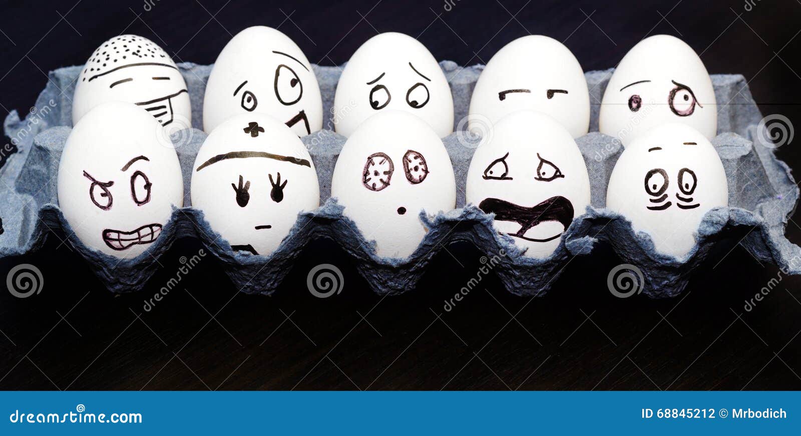 Funny Emotional Eggs Crying and Laughing in Box Stock Photo - Image of ...