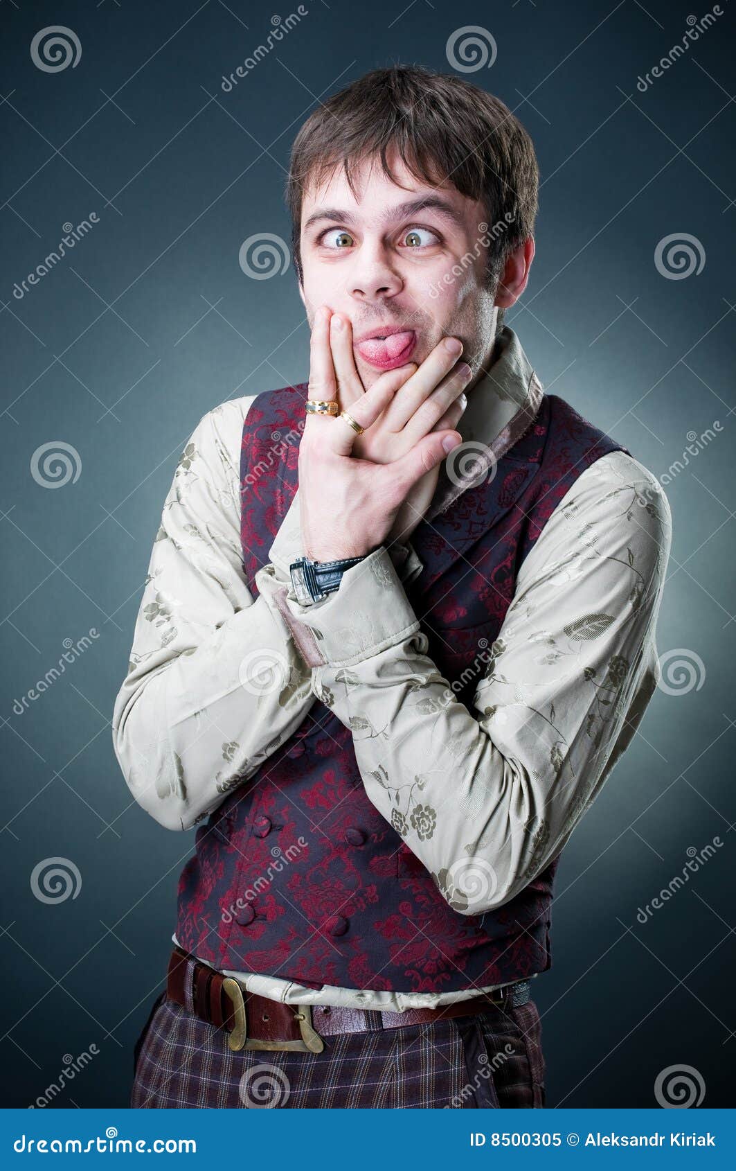 Funny Emotional Teenage Boy On Color Background Stock Photography ...
