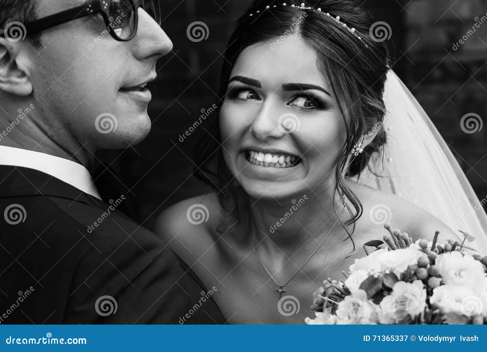 Funny Emotions on the Bride S Face Stock Image - Image of happy, dress ...
