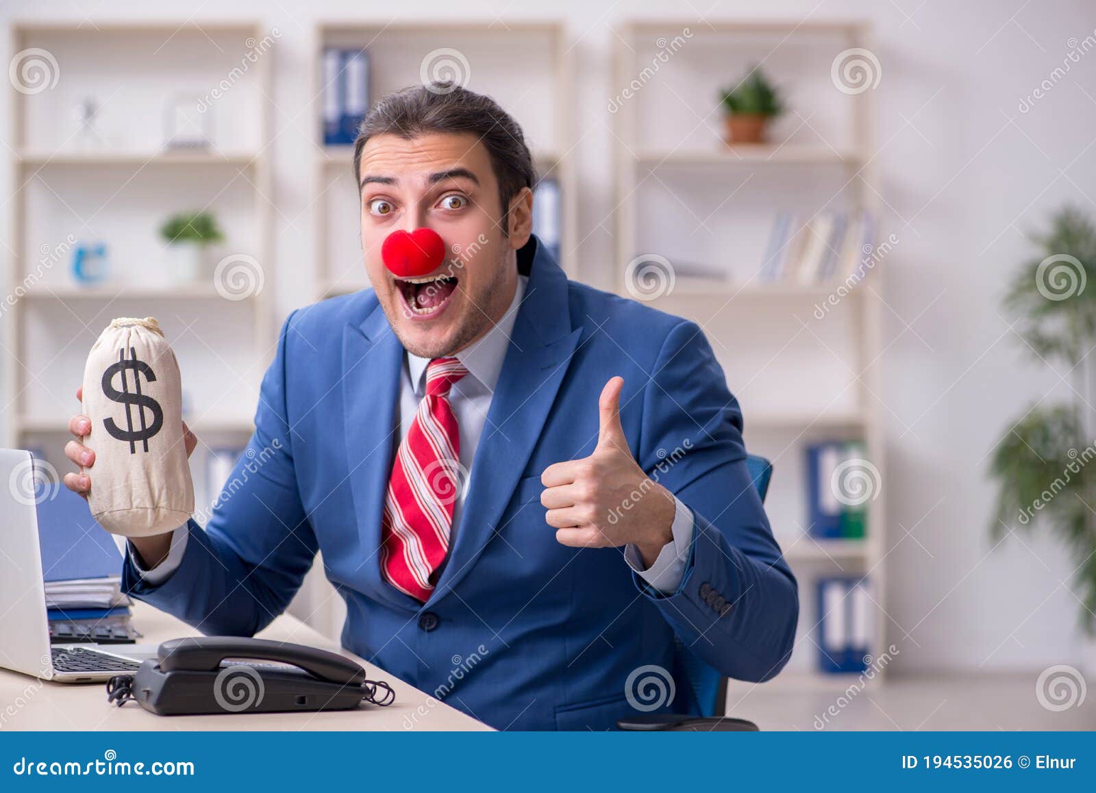 Funny Employee Clown Working in the Office Stock Photo - Image of ...