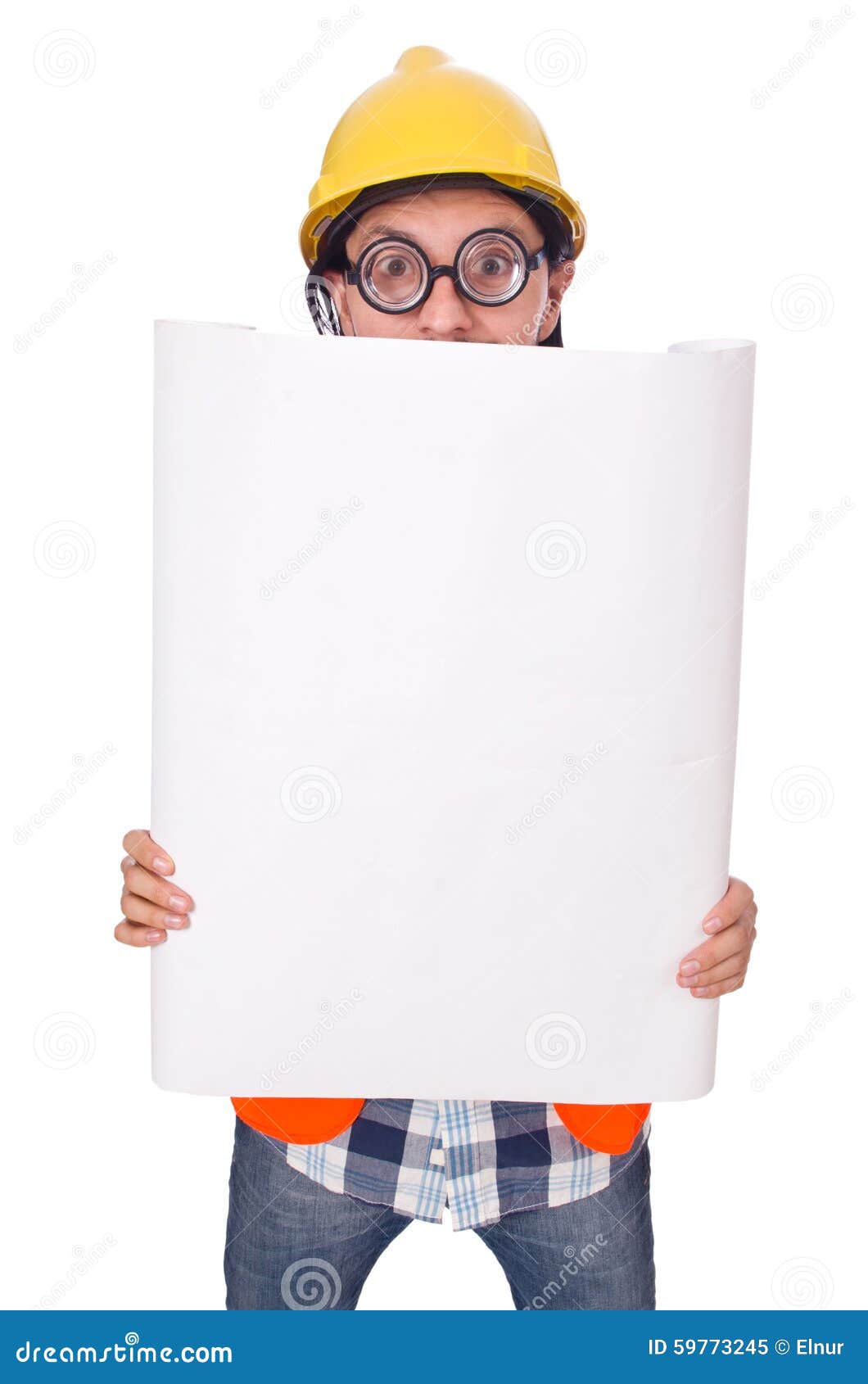 Funny Engineer Isolated on the White White Stock Image - Image of ...