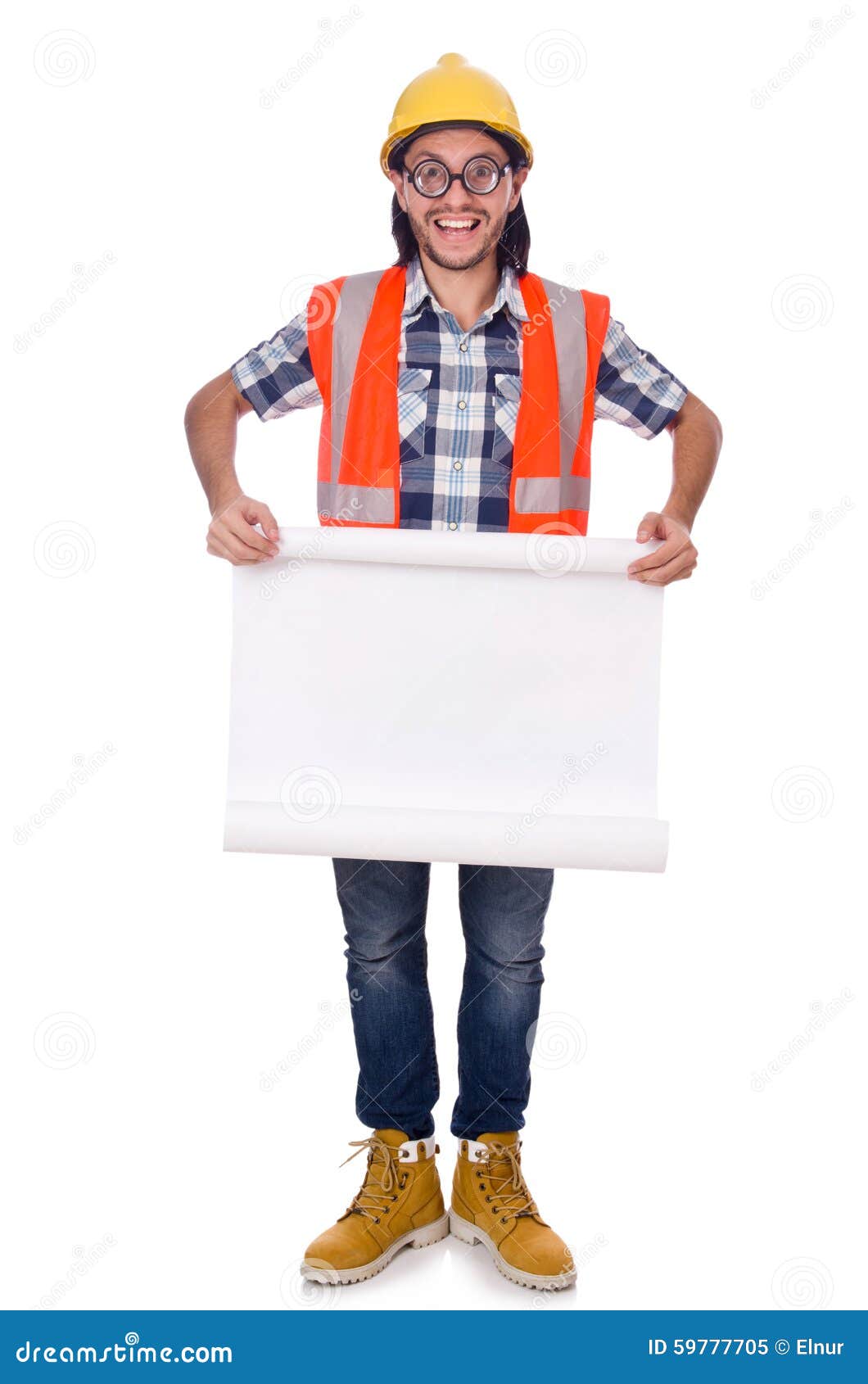 Funny Engineer Isolated on the White White Stock Image - Image of ...