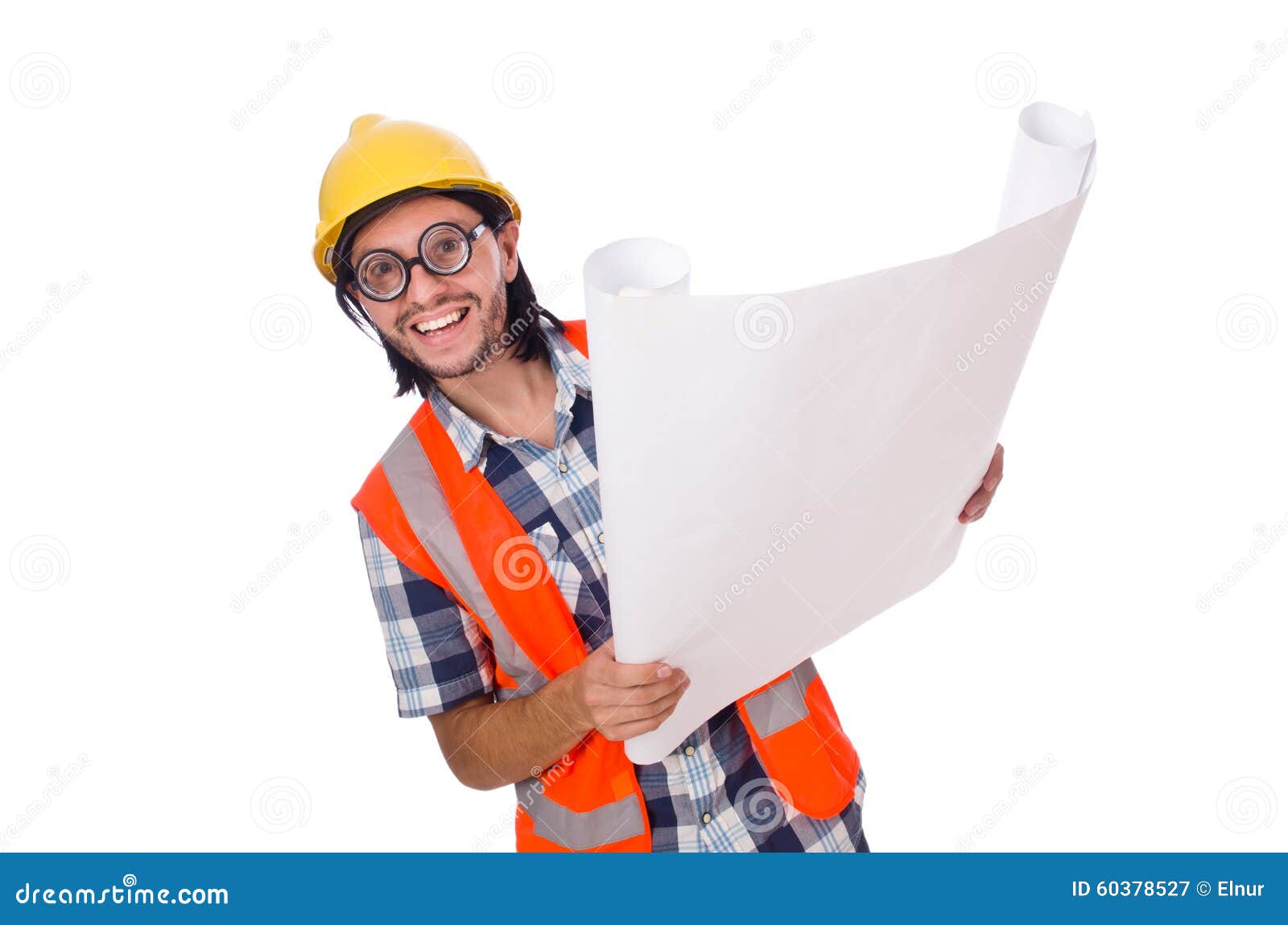 Funny Engineer Isolated on the White White Stock Image - Image of ...