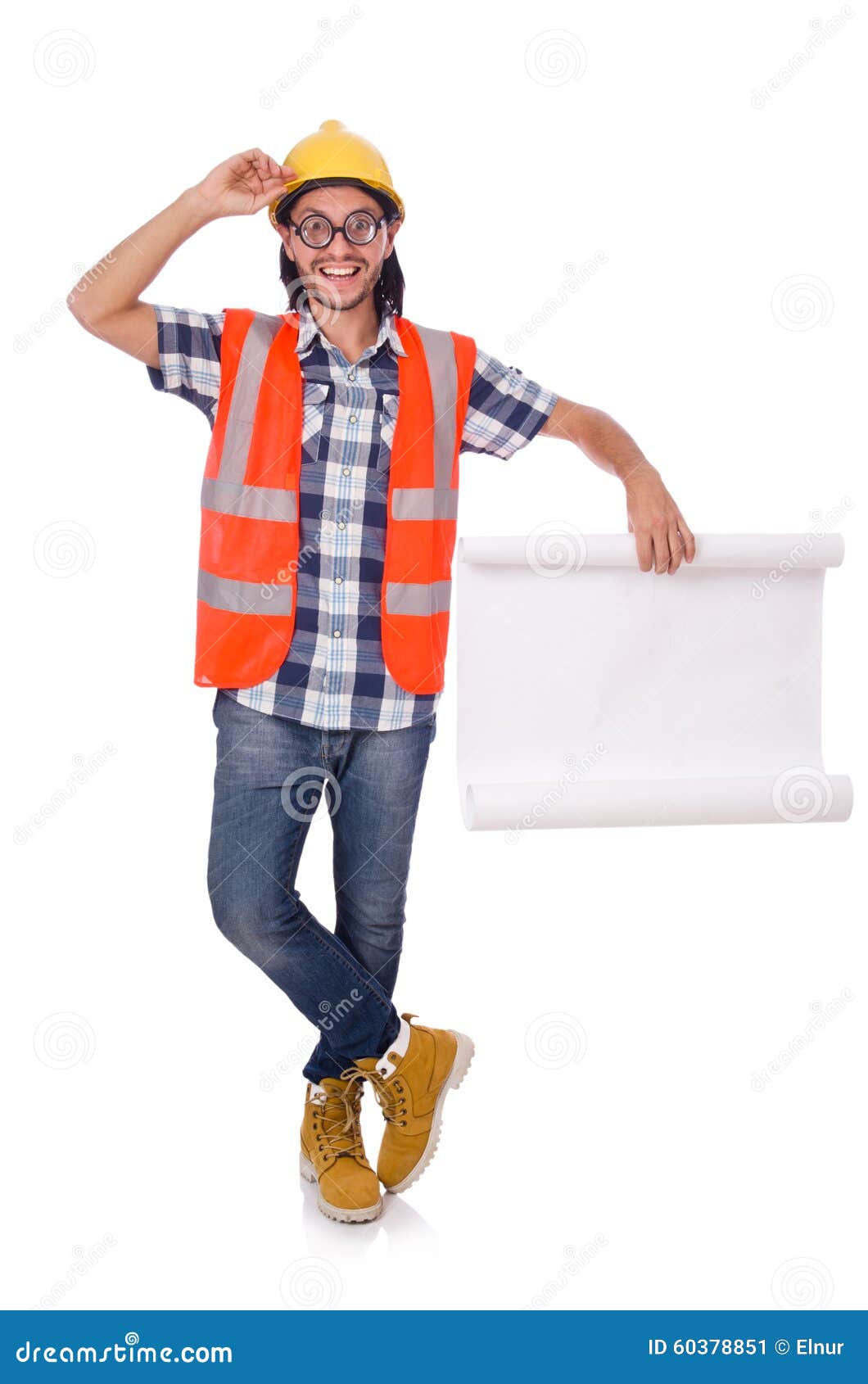 Funny Engineer Isolated on the White White Stock Image - Image of ...