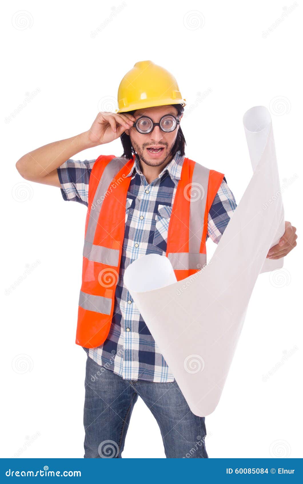 Funny Engineer on the White Stock Photo - Image of engineering ...