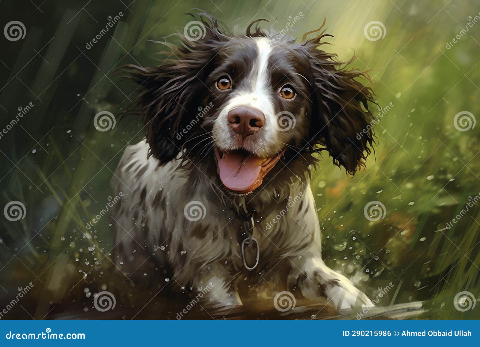 A Funny English Springer Spaniel S Playtime. Generative by Ai Stock ...