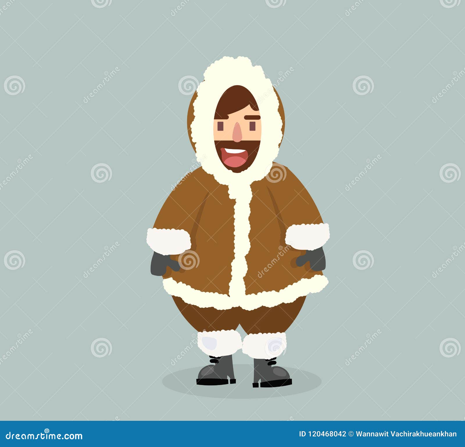 Funny Eskimo Man in Flat Design Stock Vector - Illustration of cold ...