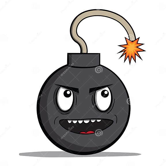 Funny Evil Cartoon Bomb Ready To Explode. Vector Stock Vector ...