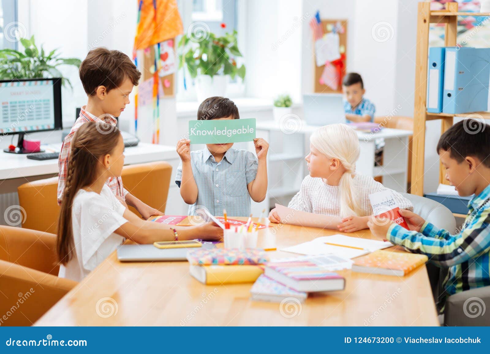 Funny Excited Children Playing Together at School Stock Photo - Image ...