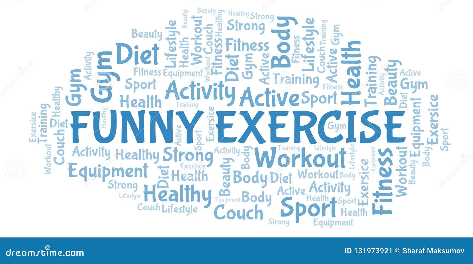 Funny Exercise word cloud stock illustration. Illustration of rendering ...