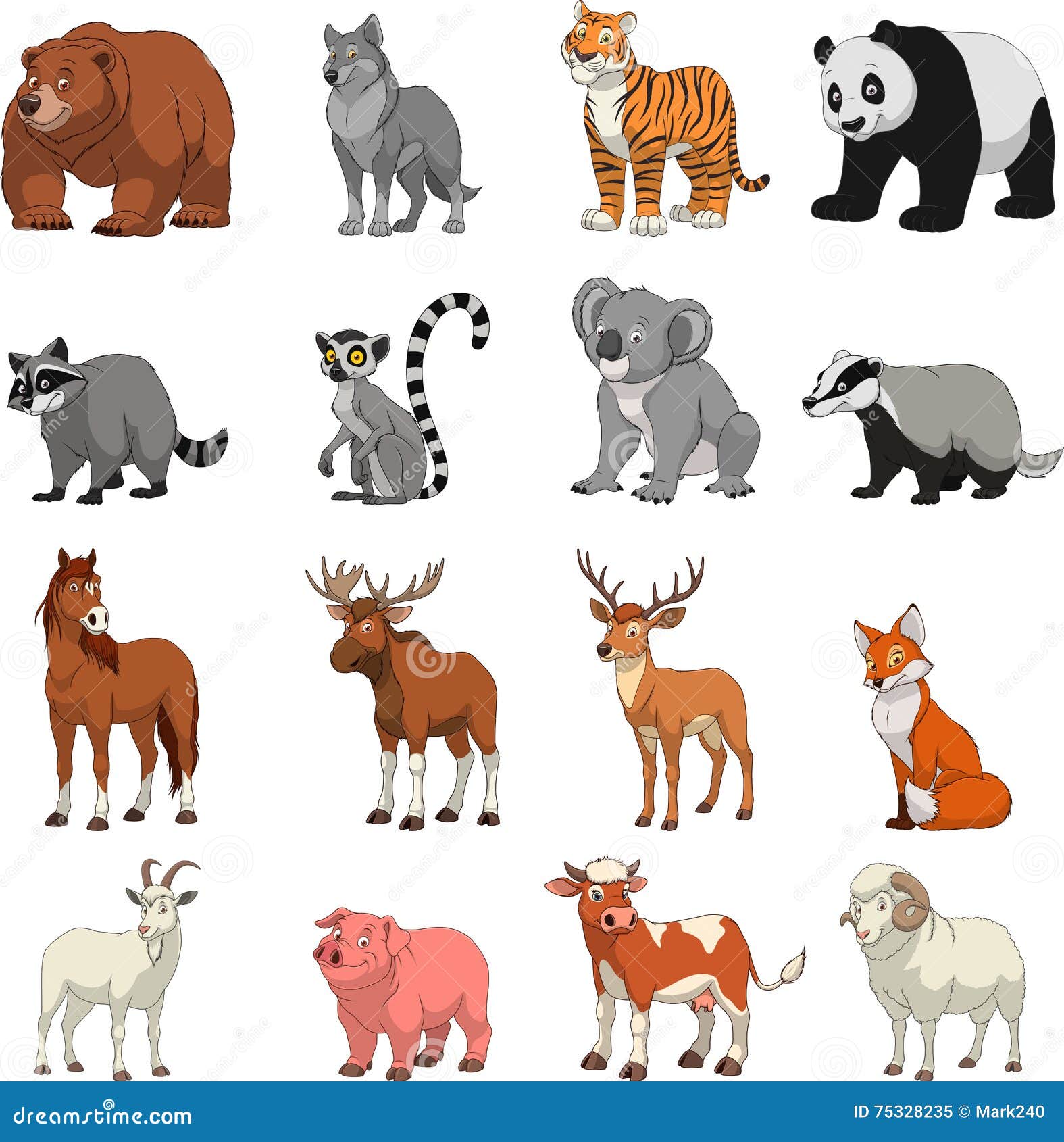 Funny Exotic Animals Cartoon Vector | CartoonDealer.com #75328235