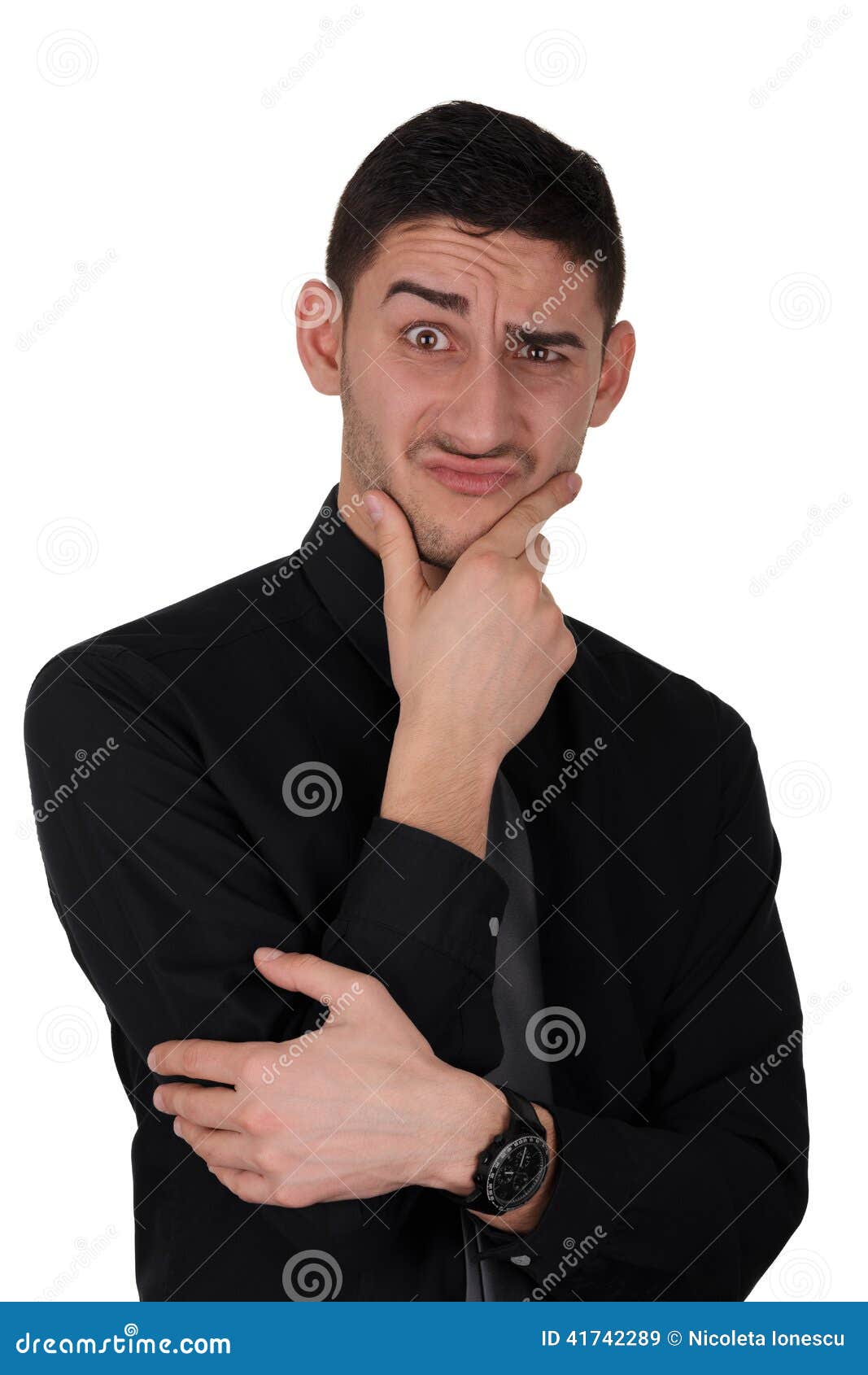 Funny Expression Of A Young Man Thinking Stock Photo - Image: 41742289