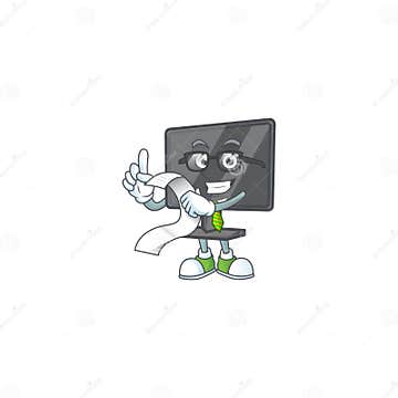 A Funny Face Character of Computer Screen Holding a Menu Stock Vector ...