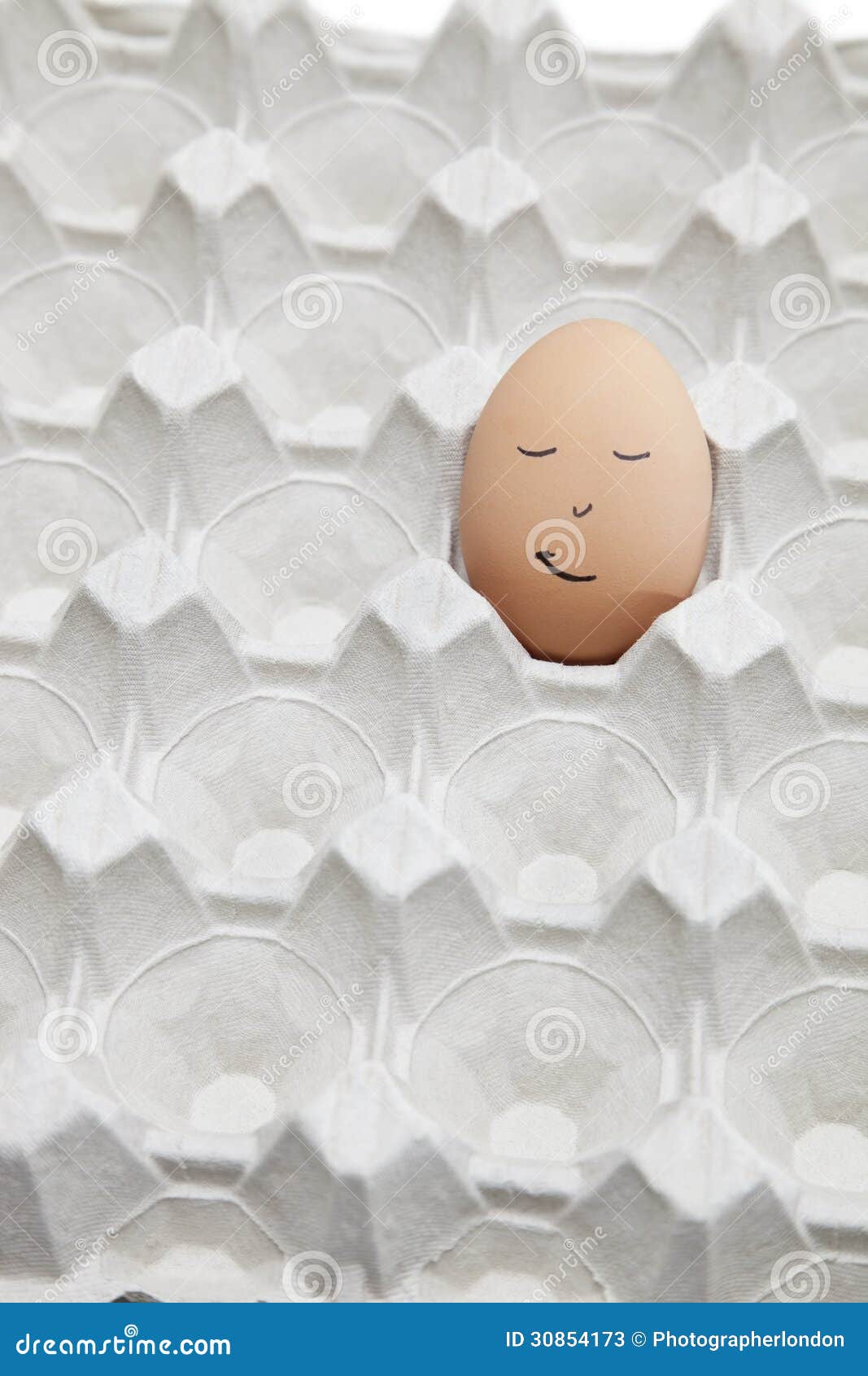 Funny Face Drawn on Brown Egg in Empty Carton Stock Image - Image of ...