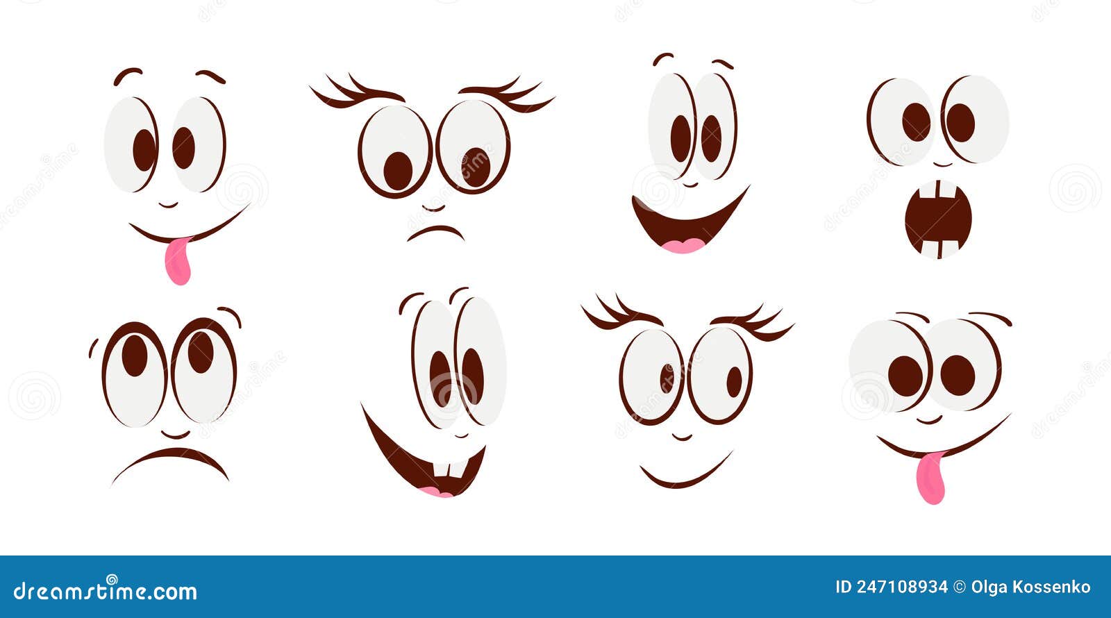 Funny Face. Emotions. Cartoon Stock Vector - Illustration of smile ...