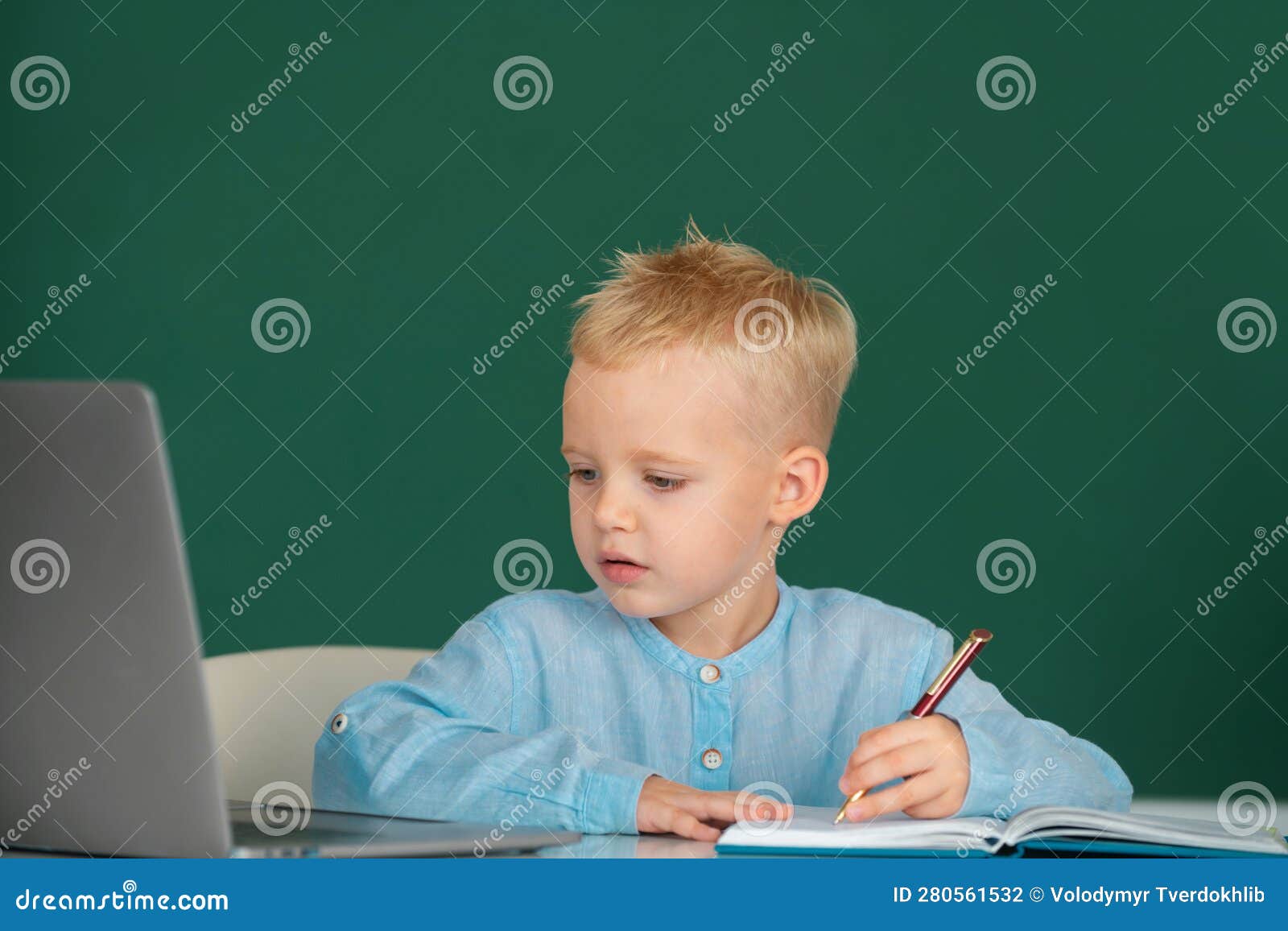 Funny Face of Little Student of Primary School Study in Classroom at ...