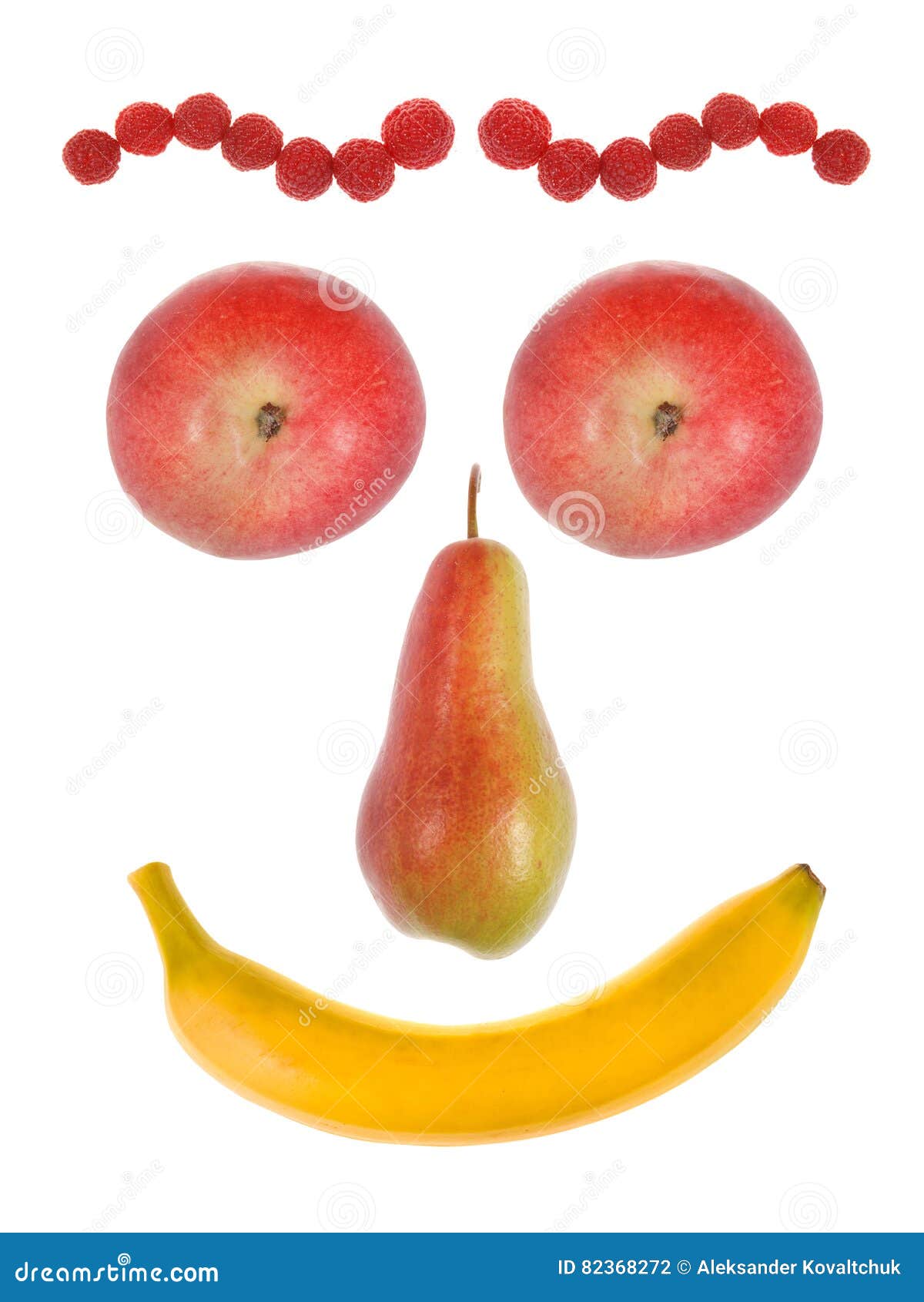Funny face made from fruit stock photo. Image of white - 82368272