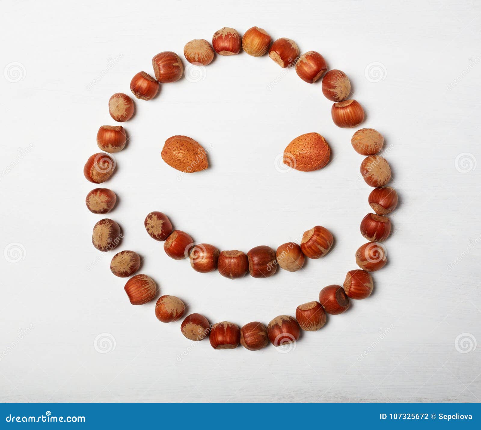 Funny Face Made Withe Nuts on White Background Stock Photo - Image of ...