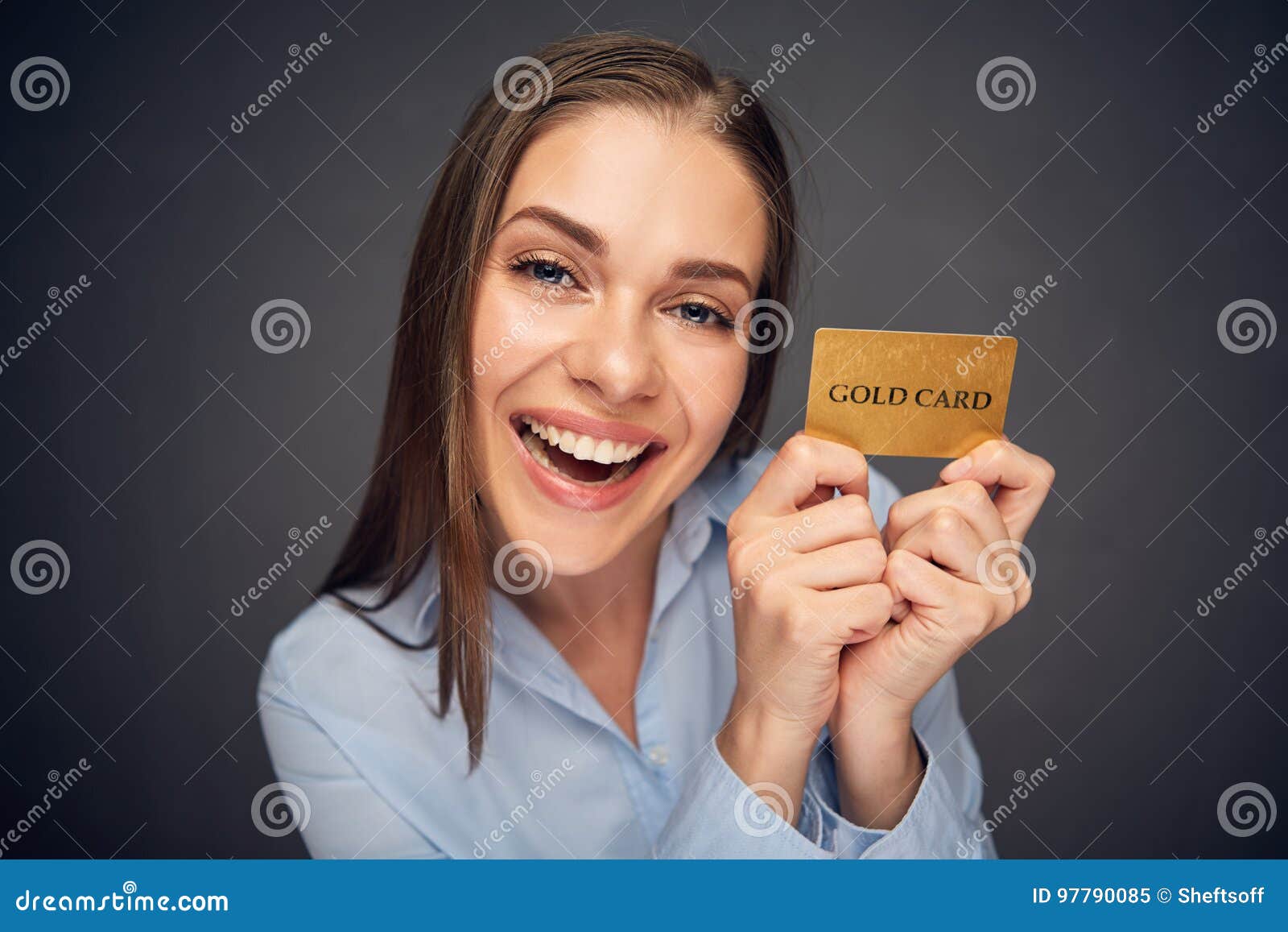 Funny Face Portrait of Business Woman Holding Credit Card. Stock Image ... Funny Face Portrait of Business Woman Holding Credit Card. Stock Image ...