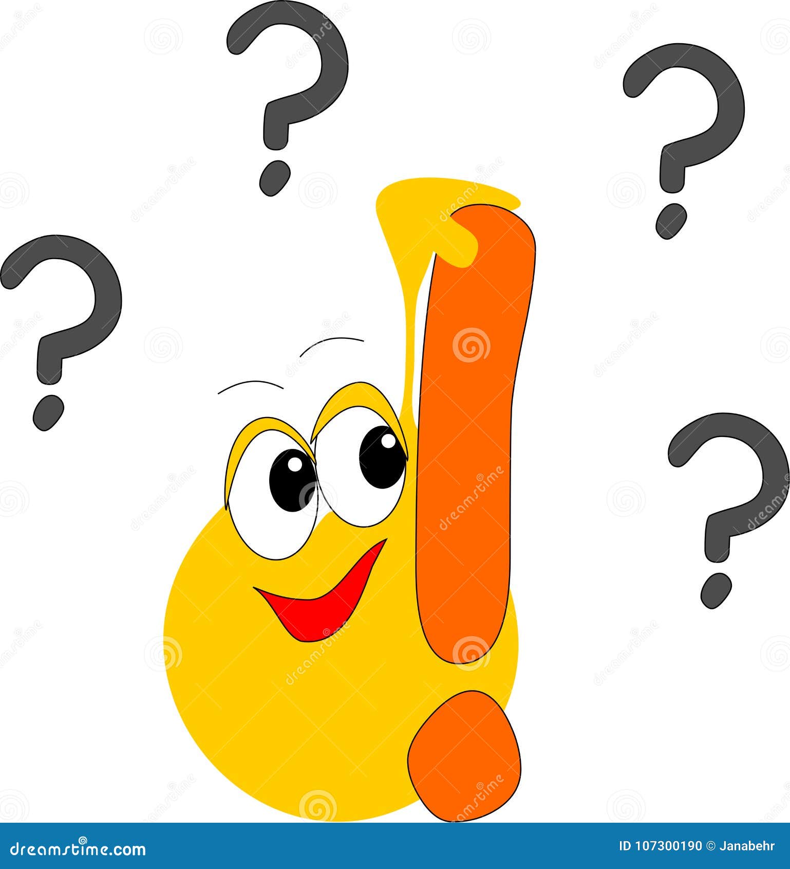 Funny Face with Question Marks Stock Illustration - Illustration of ...