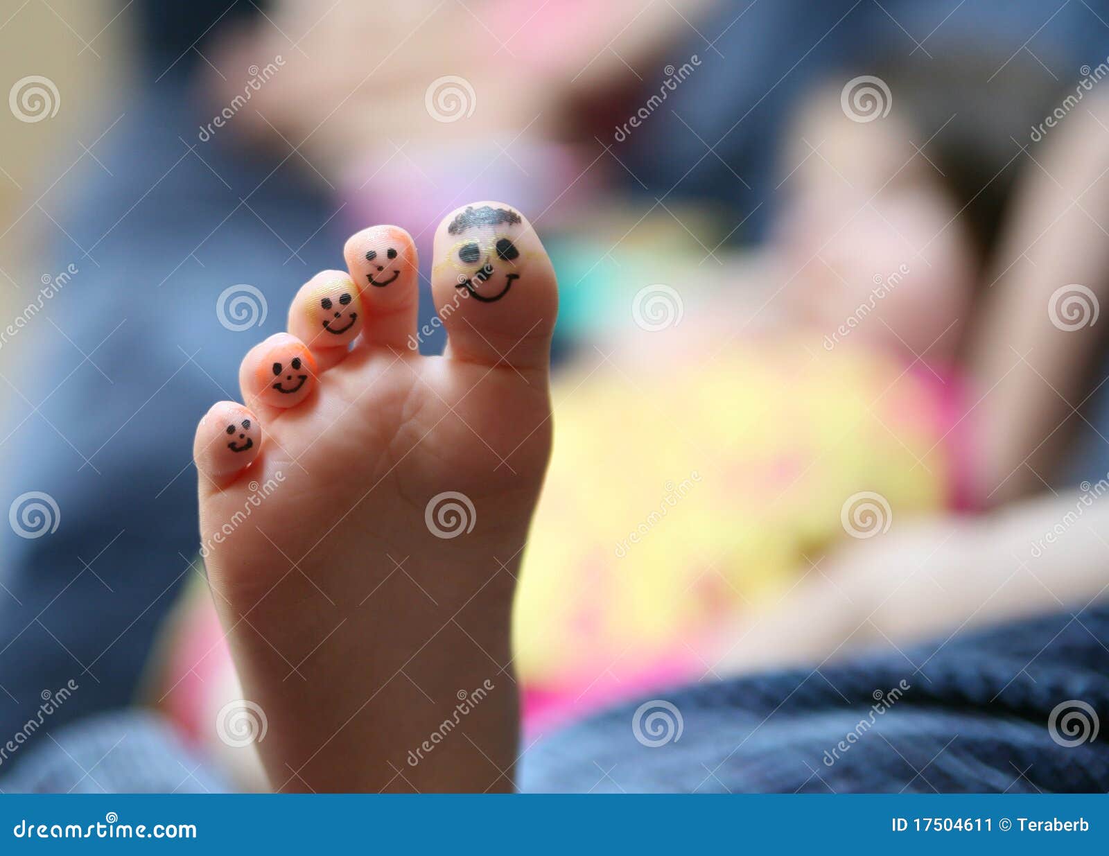 Funny face toes stock image. Image of human, lying, feet - 17504611