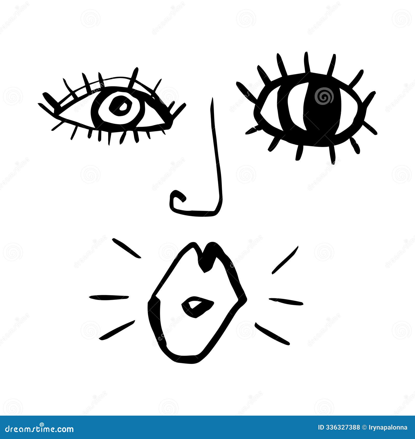 Funny Face, Simple Drawing, Vector Illustration, Sketch Style, Naive ...