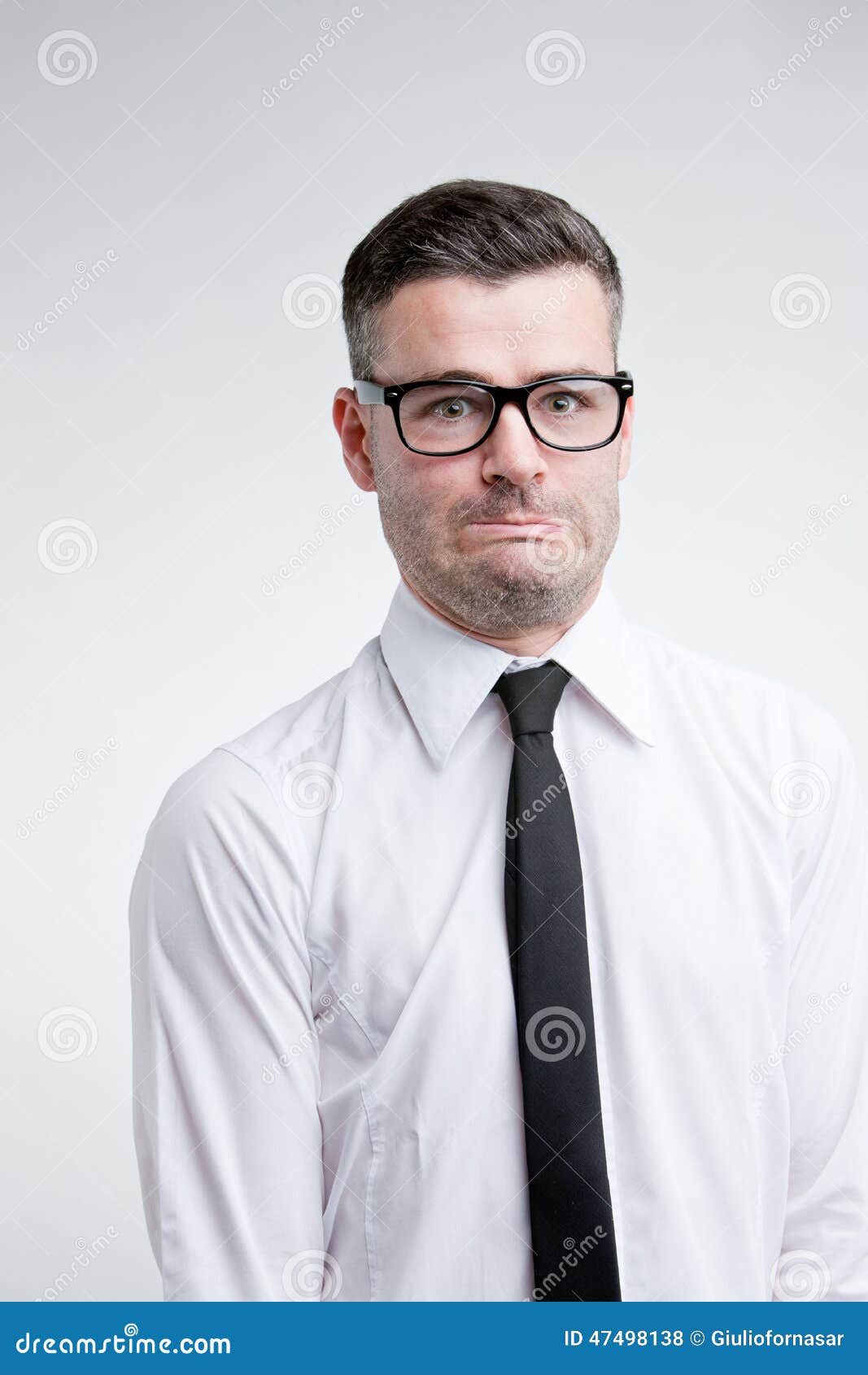 Funny Face of a Worried Guilty Man Stock Photo - Image of face, wear ...