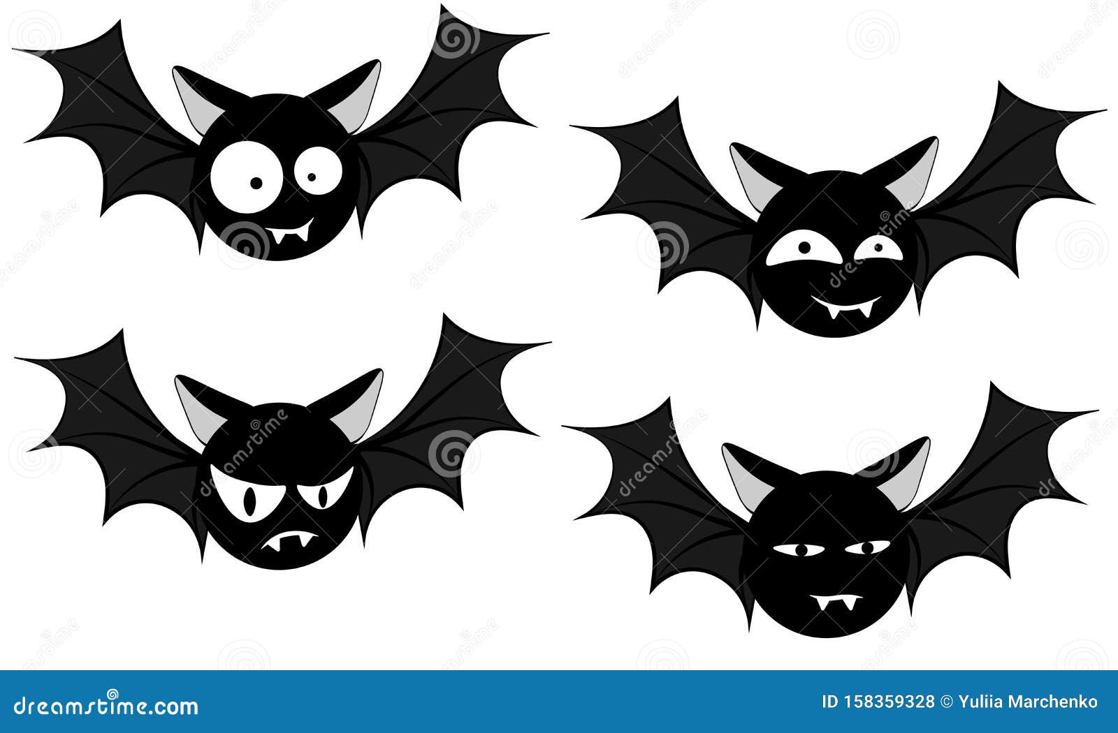 Funny faces of bats stock vector. Illustration of angry - 158359328
