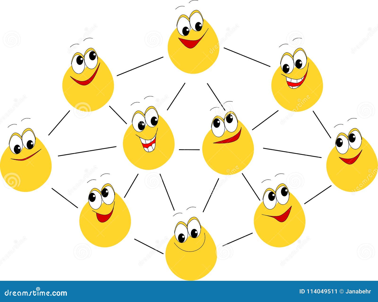 Funny Faces Connected Over Network Stock Illustration - Illustration of ...
