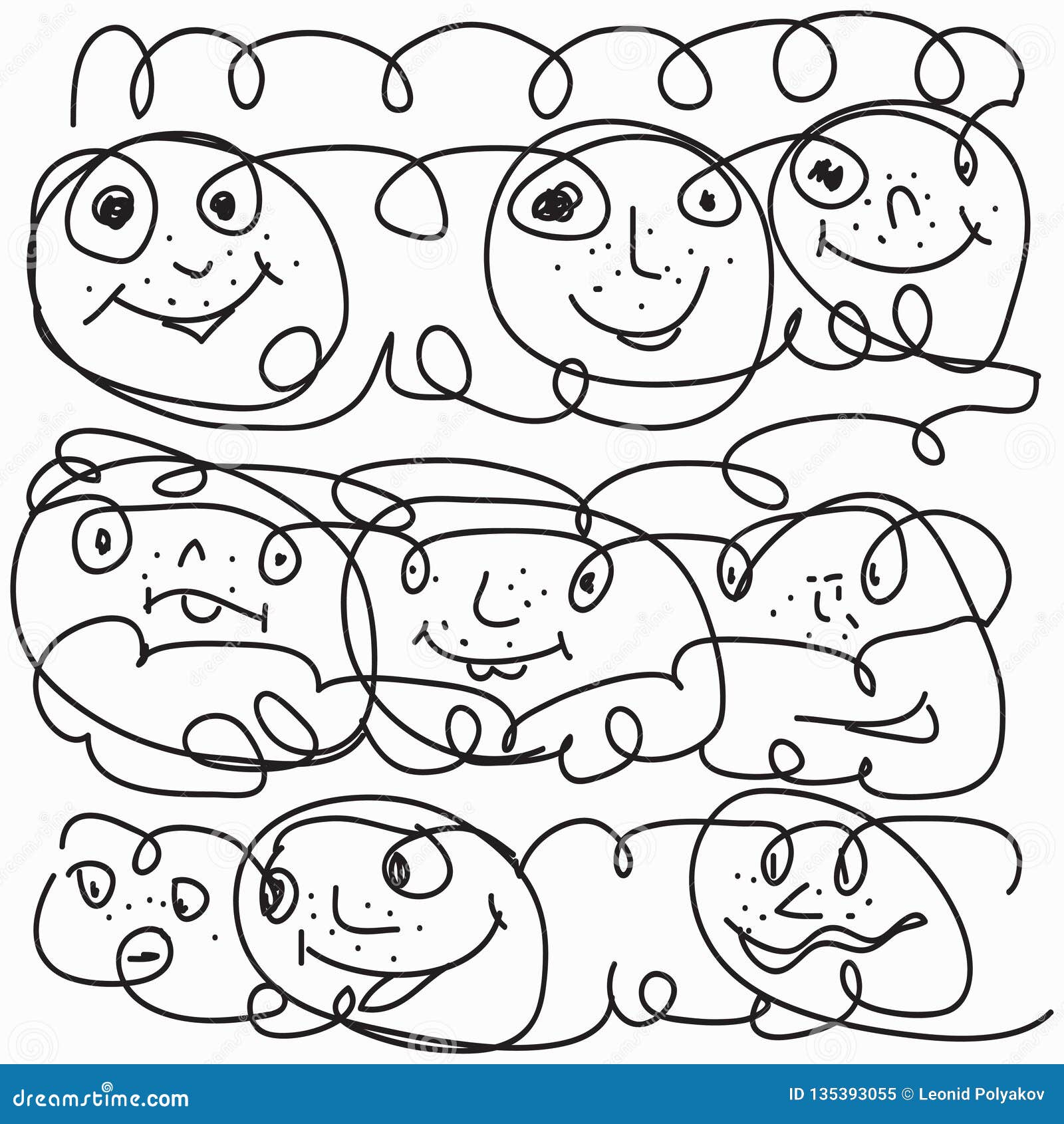 Funny Faces Drawn with a Pencil Illustration Stock Illustration ...