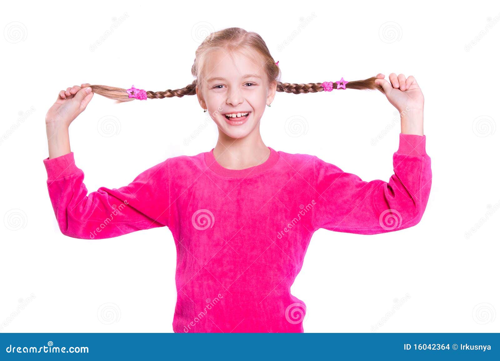 Funny Faces. Girl Plays the Fool Isolated on White Stock Photo - Image ...