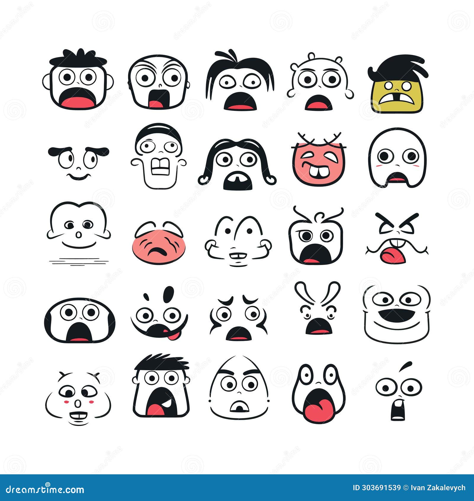 Funny Faces Icon Set. Vector Illustration Design Stock Illustration ...