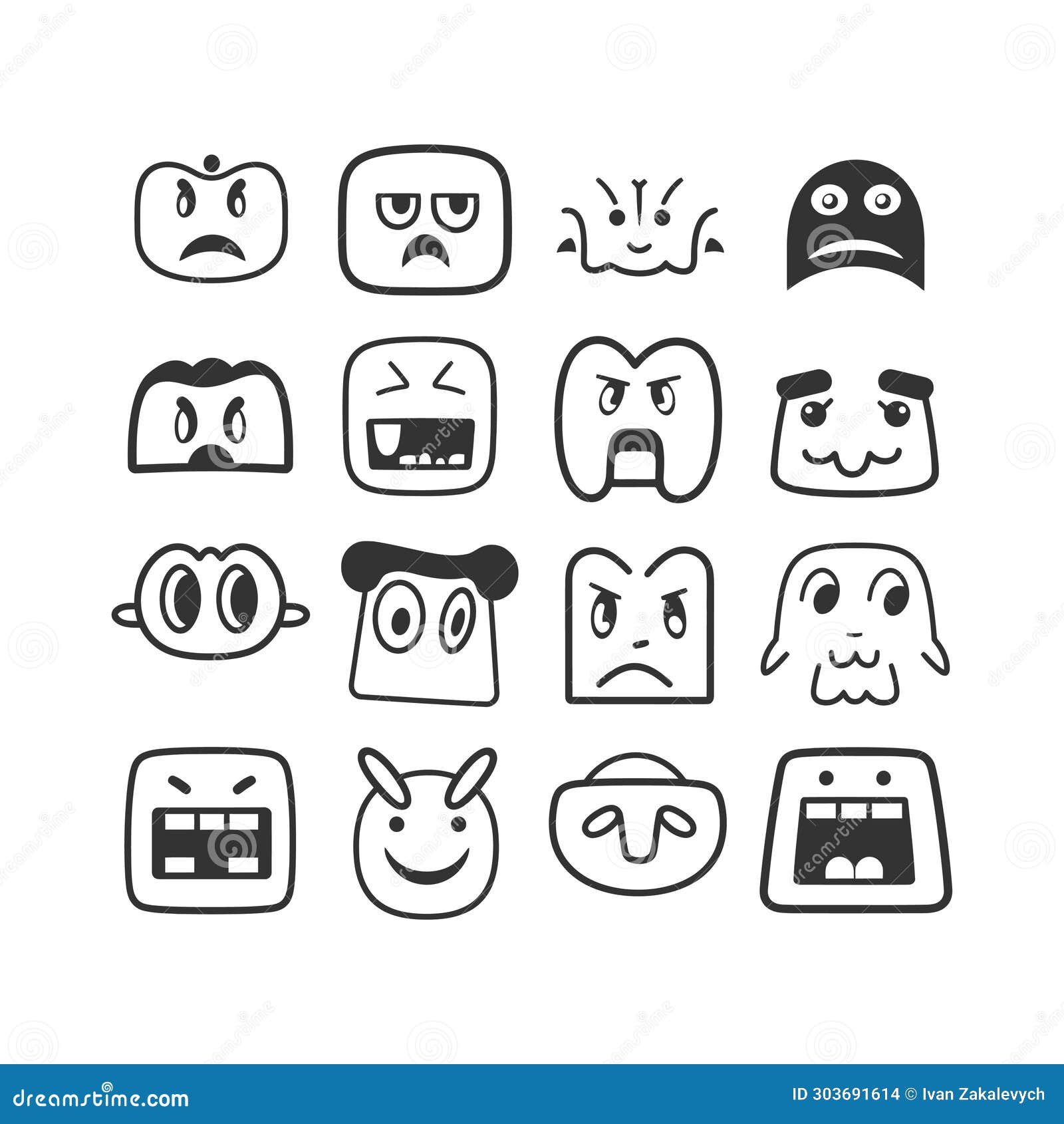 Funny Faces Icon Set. Vector Illustration Design Stock Illustration ...