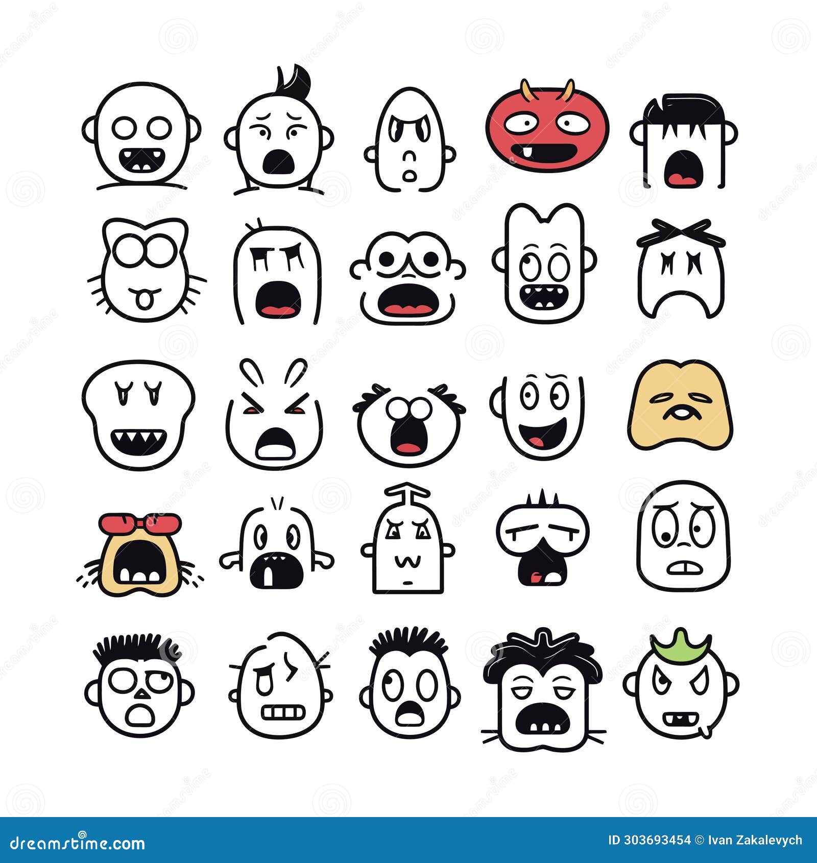 Funny Faces Icon Set. Vector Illustration Design Stock Illustration ...