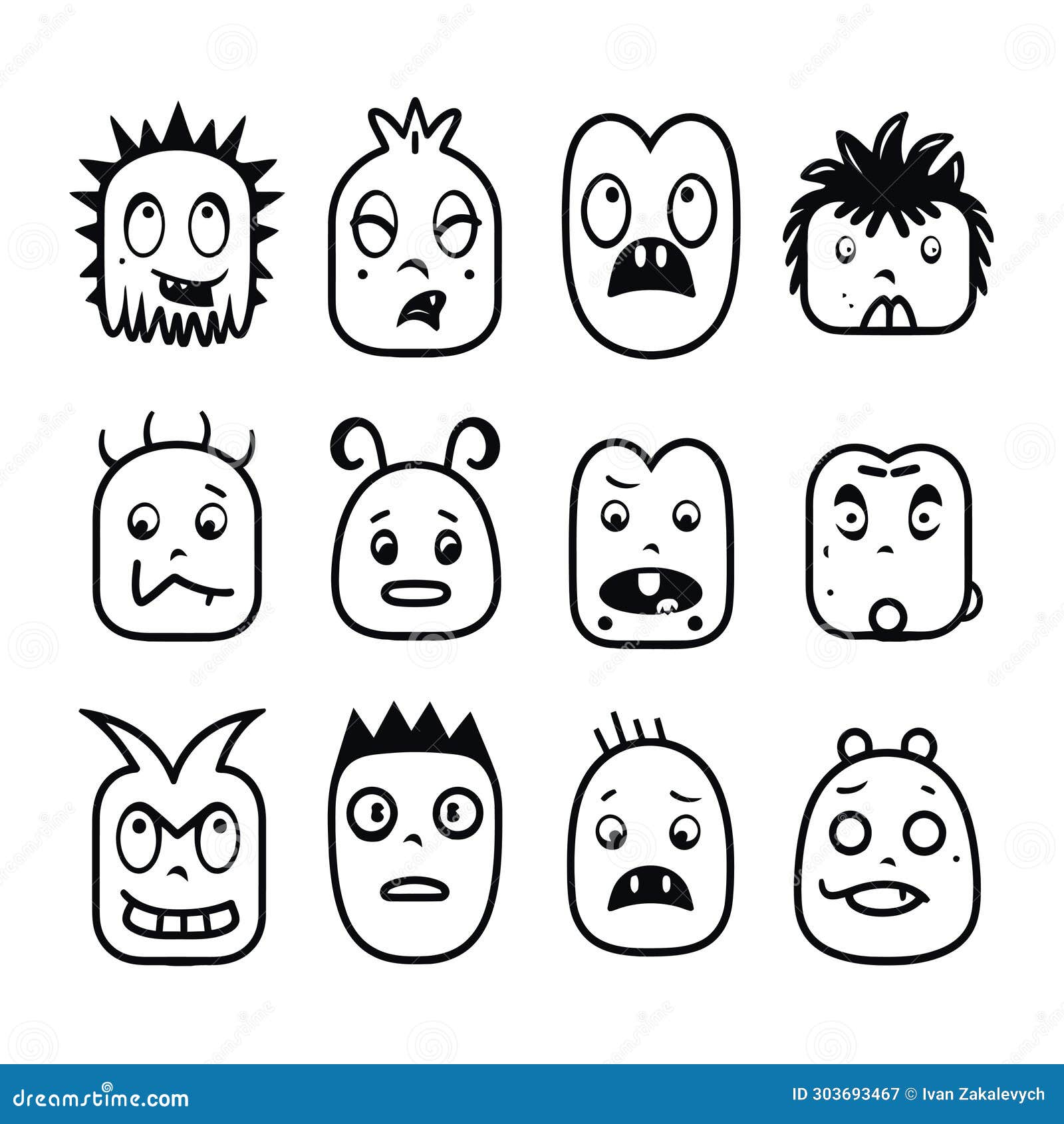 Funny Faces Icon Set. Vector Illustration Design Stock Illustration ...