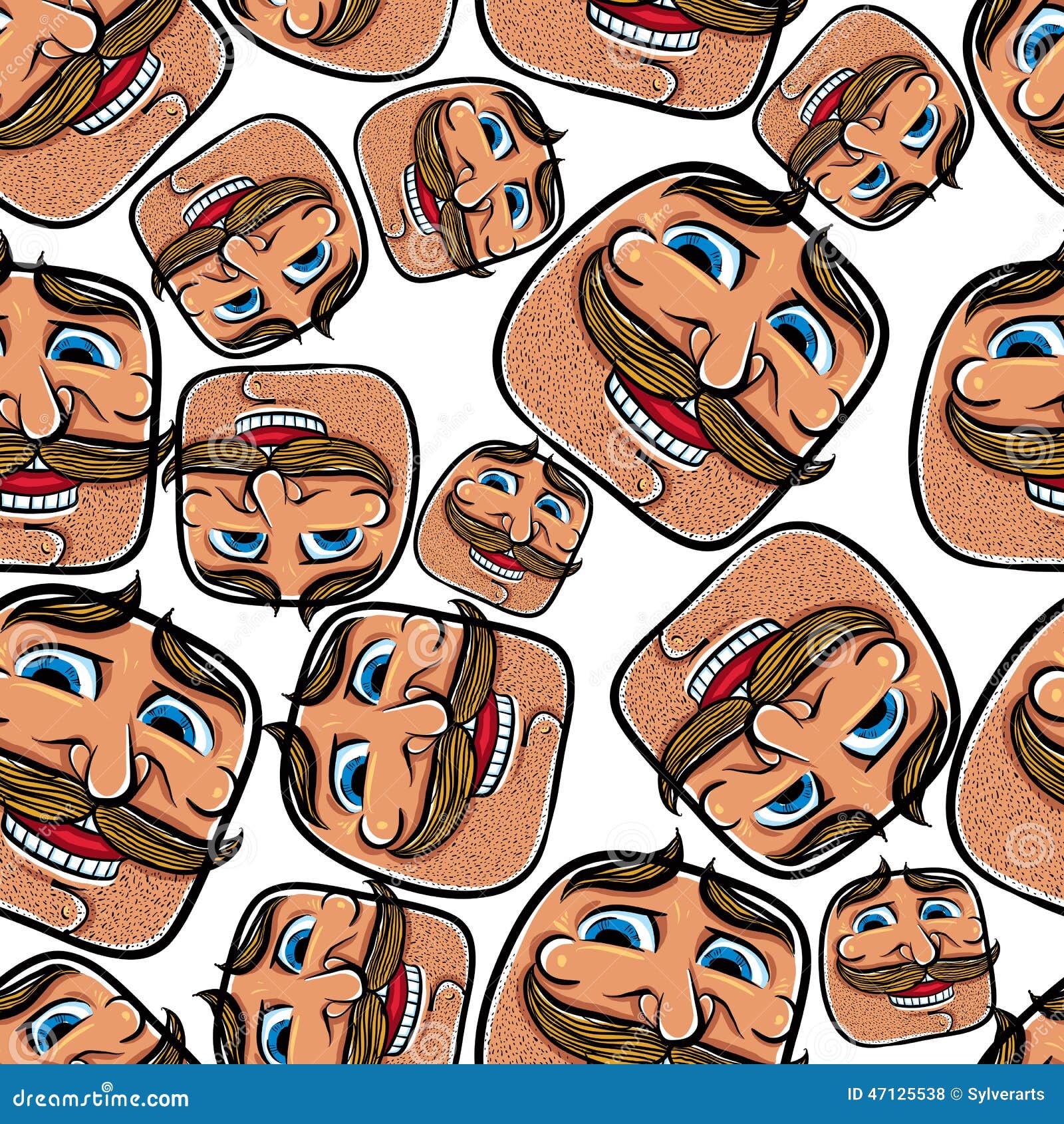 Funny Faces Seamless Background, Vector Cartoon Style Pattern. Stock ...