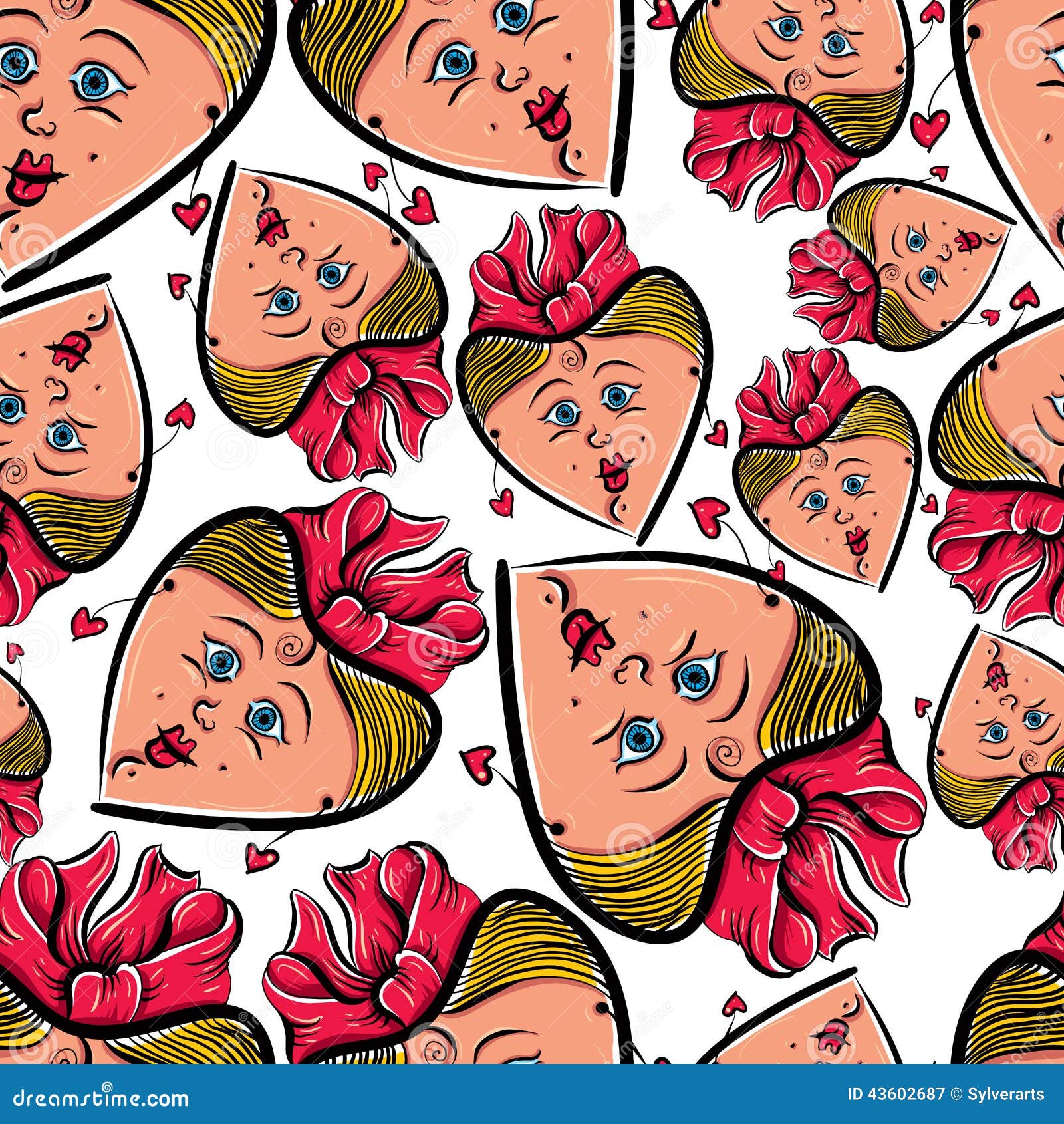Funny Faces Seamless Background, Vector Cartoon Style Pattern. Stock ...