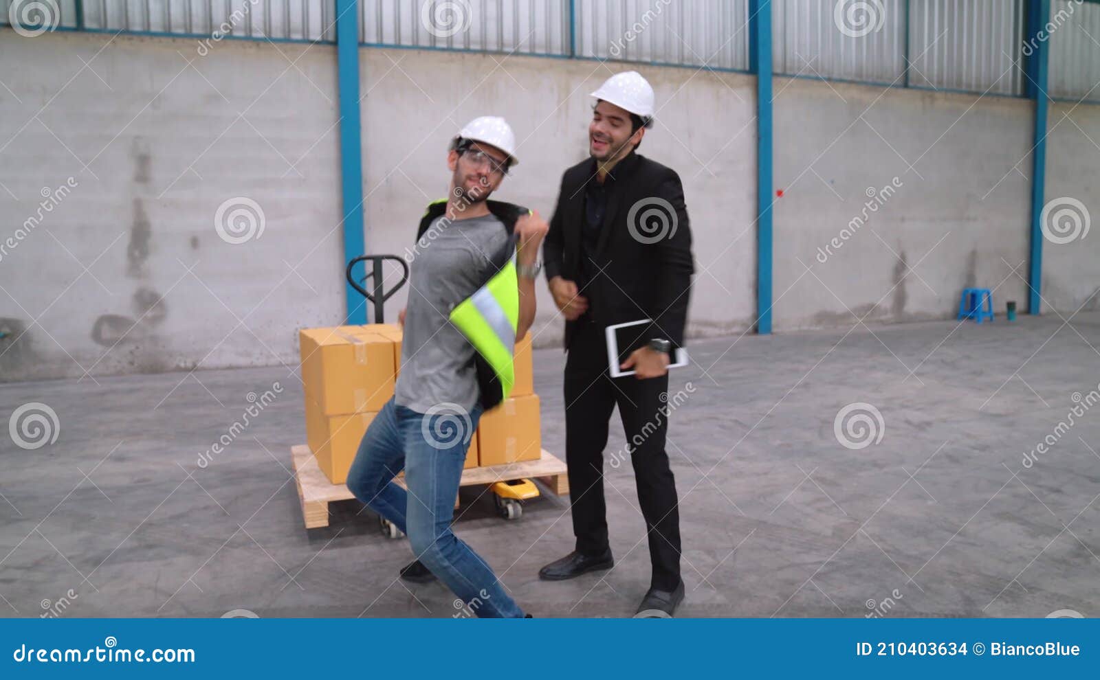 Funny Factory Workers Dance in the Factory Stock Footage - Video of ...