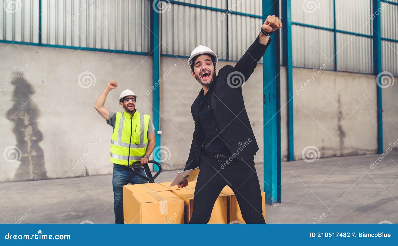 Funny Factory Workers Dance in the Factory Stock Photo - Image of ...