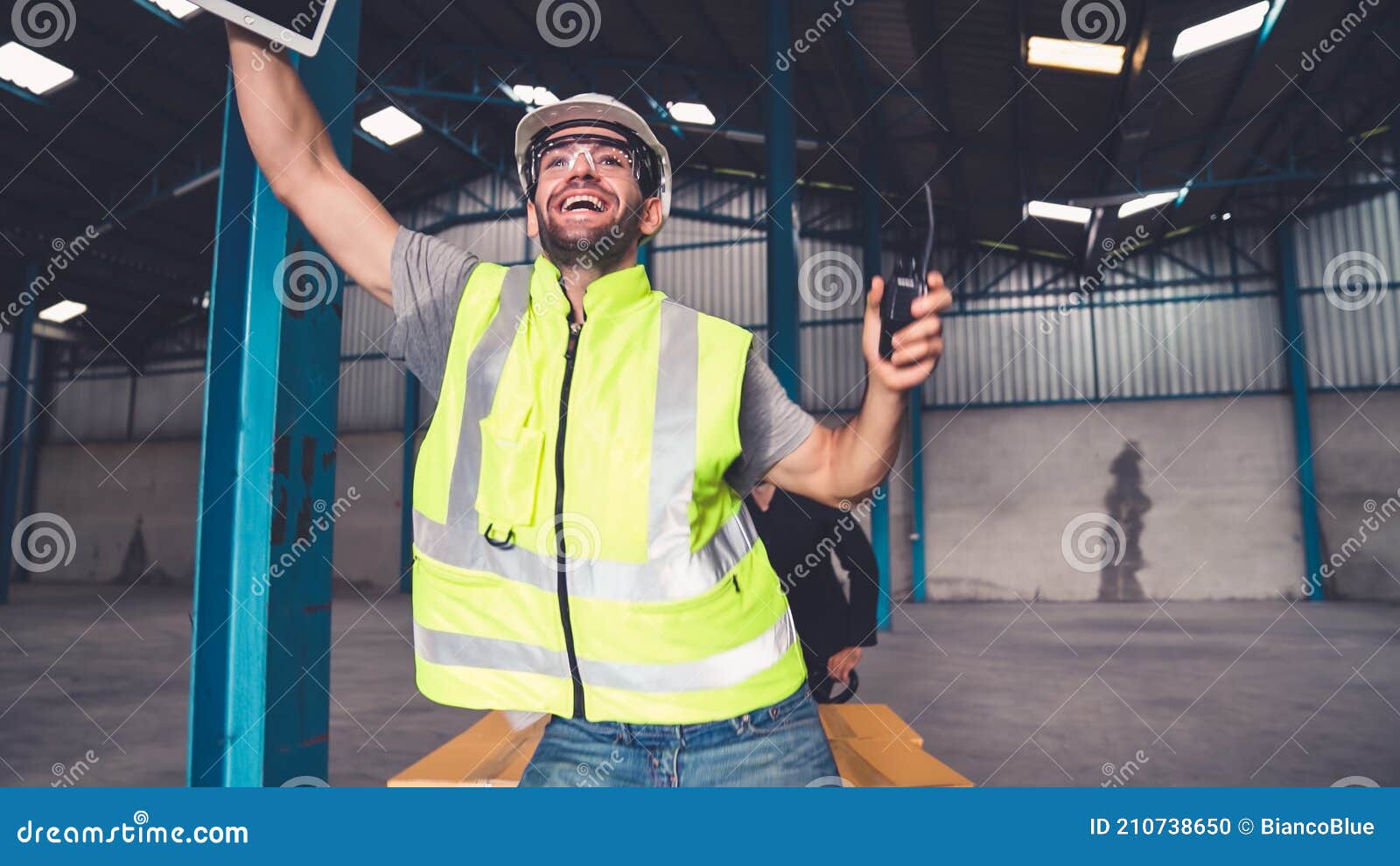 Funny Factory Workers Dance in the Factory Stock Photo - Image of ...