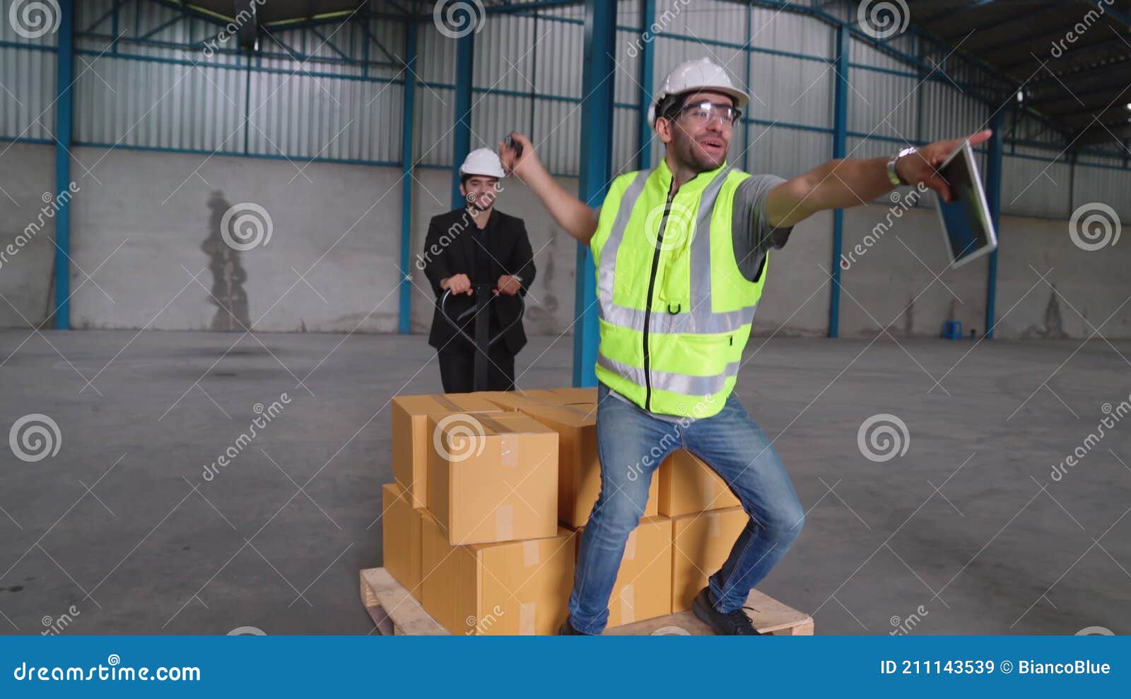 Funny Factory Workers Dance in the Factory Stock Video - Video of ...