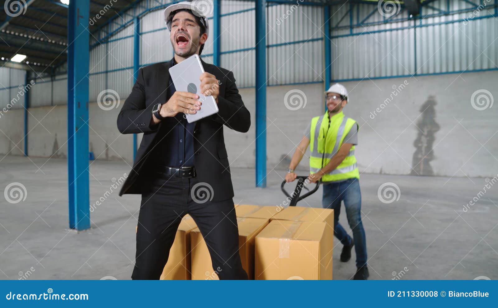 Funny Factory Workers Dance in the Factory Stock Photo - Image of funny ...