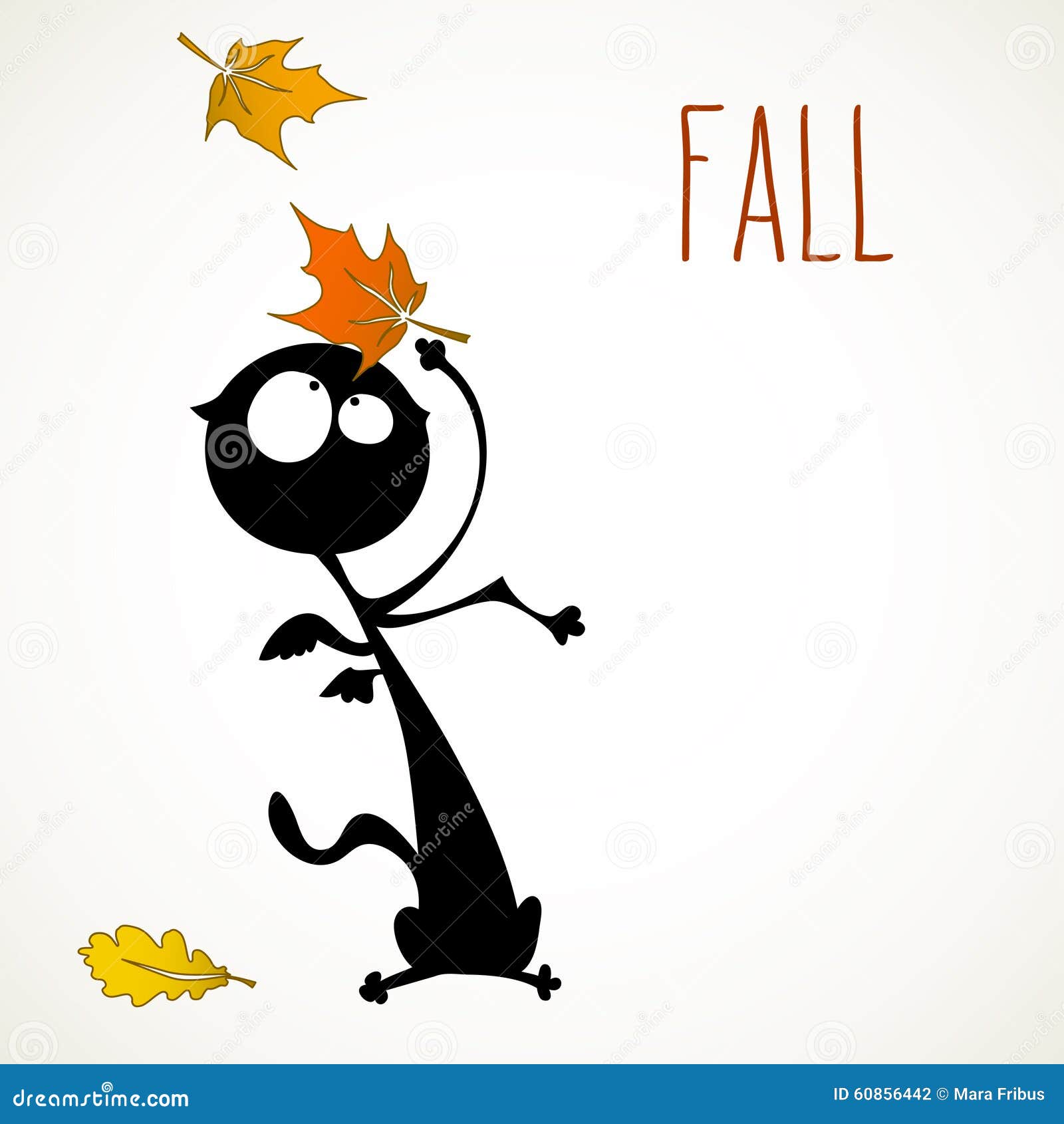 Funny fall cat stock vector. Illustration of cartoon - 60856442
