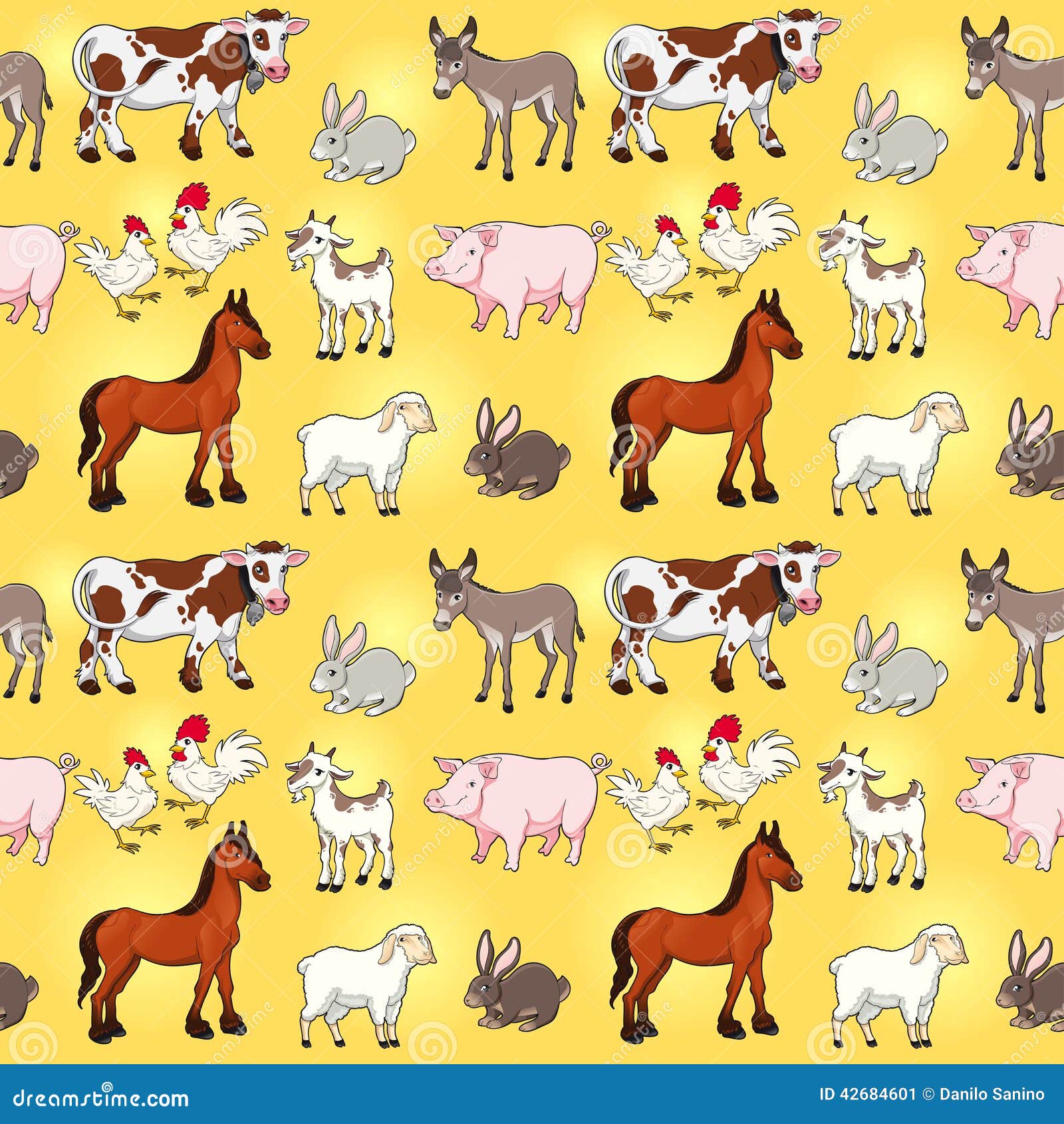 Funny Farm Animals with Background Stock Vector - Illustration of color ...