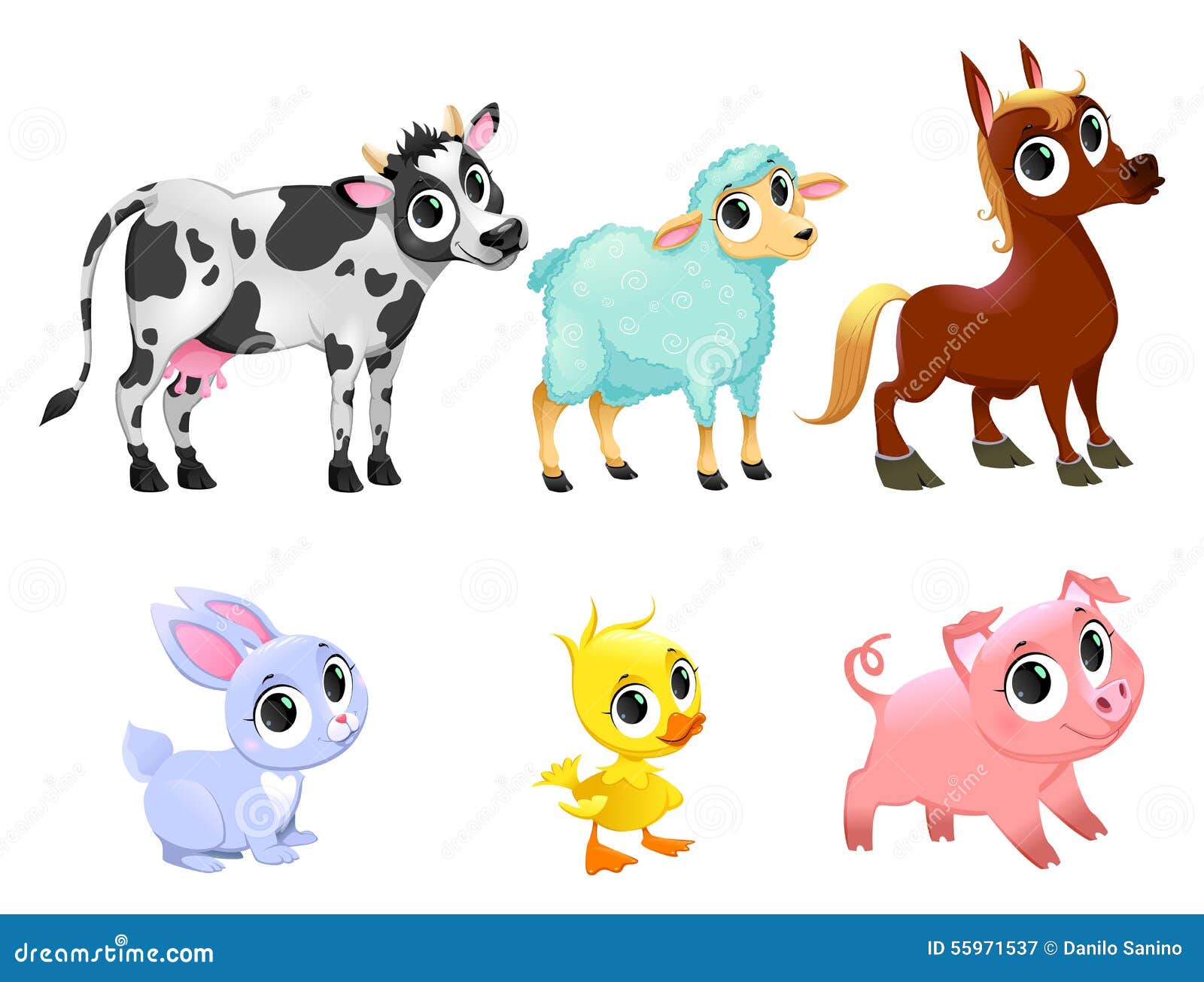 Funny farm animals stock vector. Illustration of chicken - 55971537