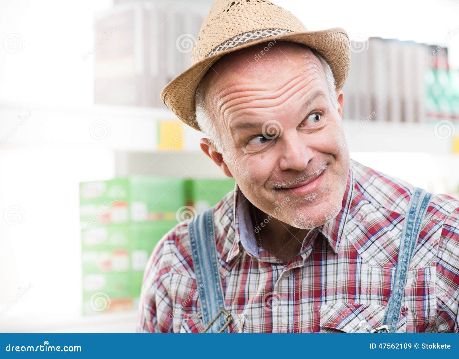 Funny Farmer With Shovel And Watering Can. Farmer Working In Field ...