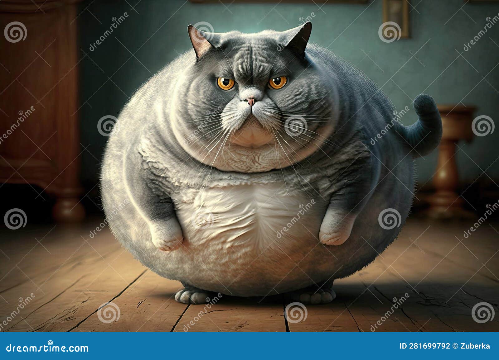 Funny Fat Cat Illustration stock illustration. Illustration of bloated ...