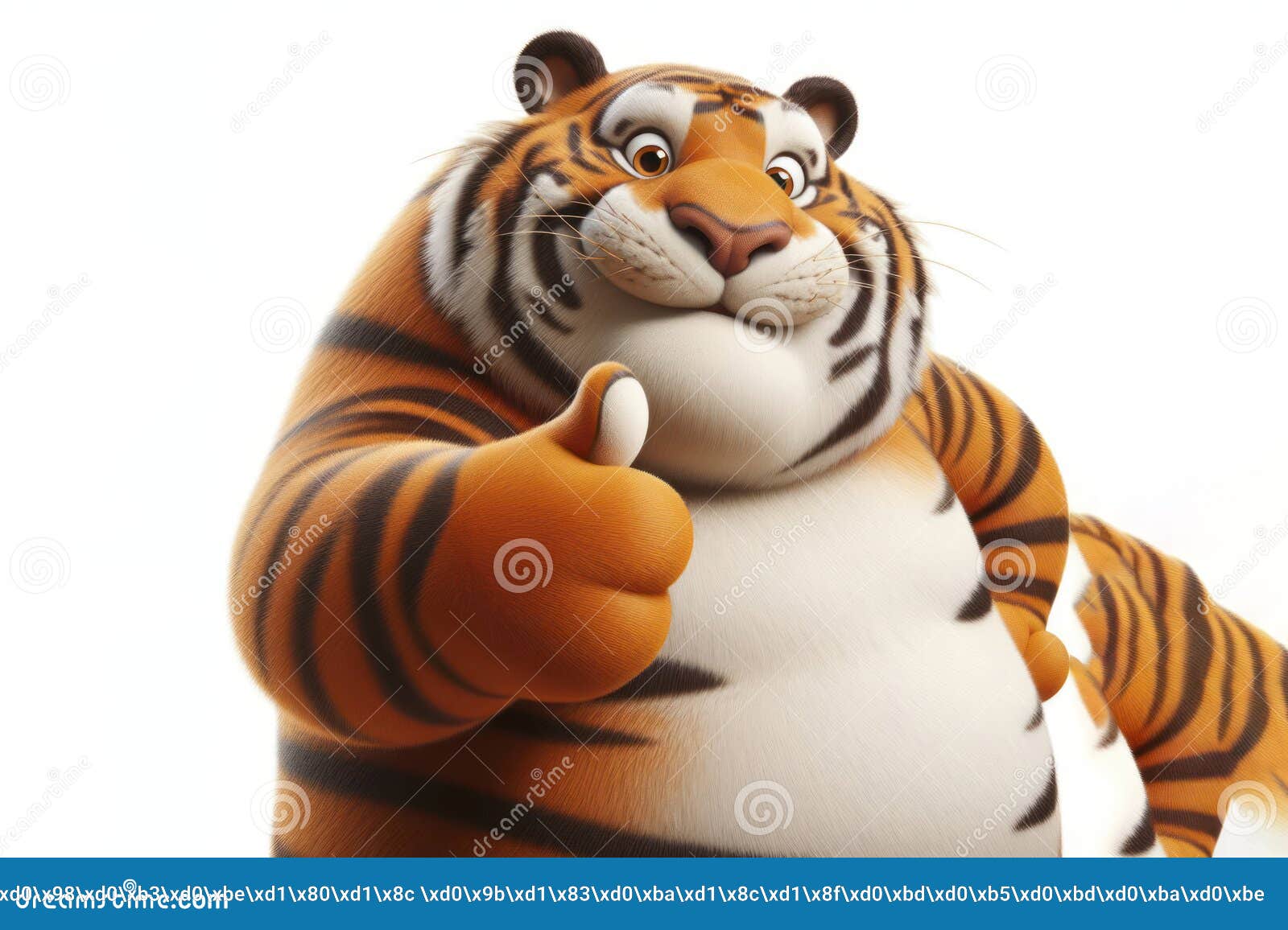 A Funny Fat Tiger Giving a Thumbs Up Isolated on Solid White Background ...